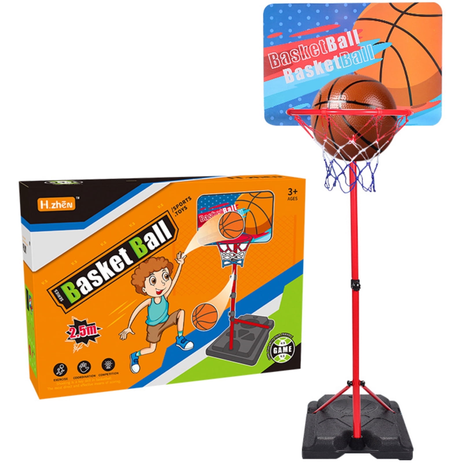 LWBDD Basketball Hoop for Kids Toddlers Age 3-5-7 Adjustable with Stand ...