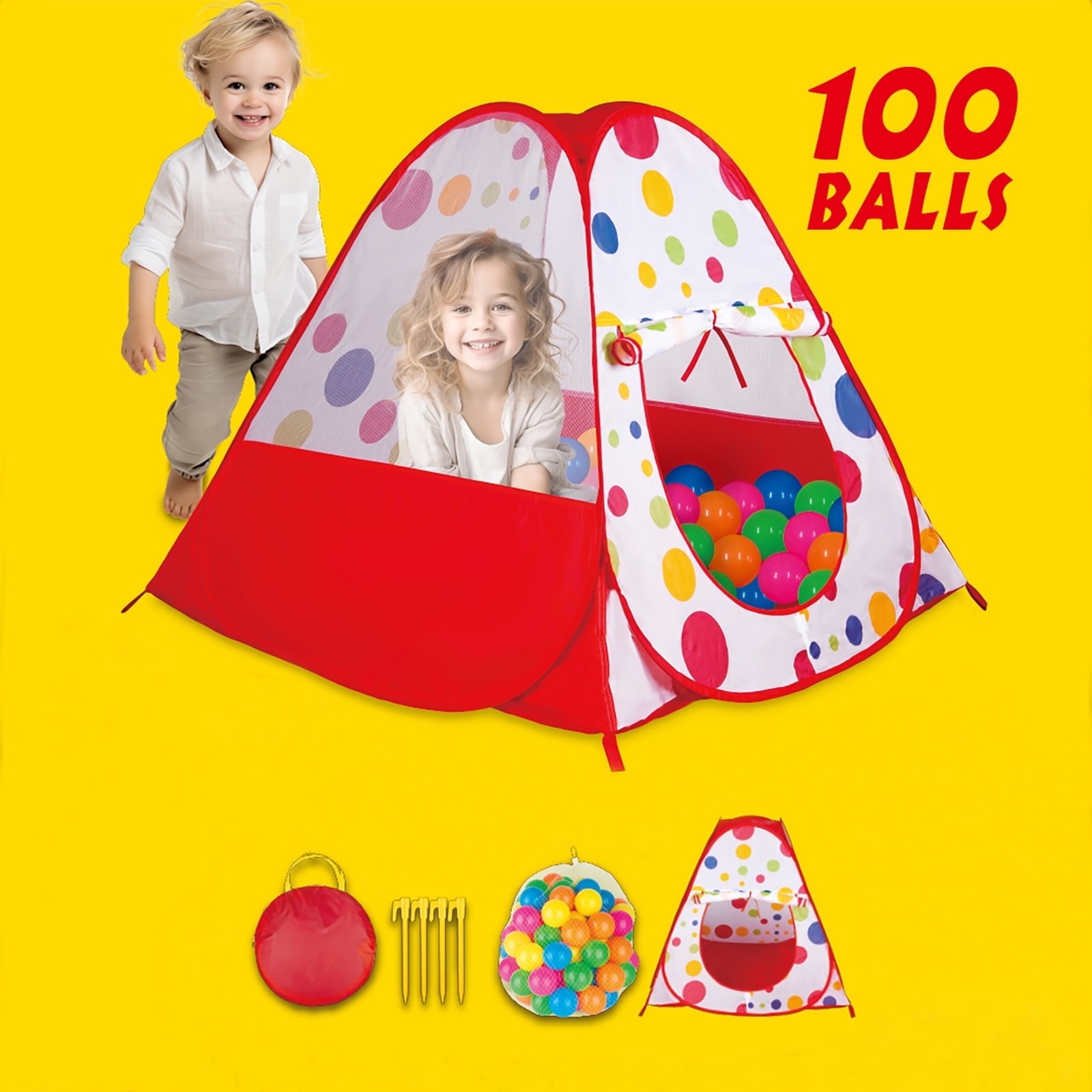 LWBDD Kids Ball Pit Tent - Pop-Up, 100 Toy Balls Included, Indoor ...