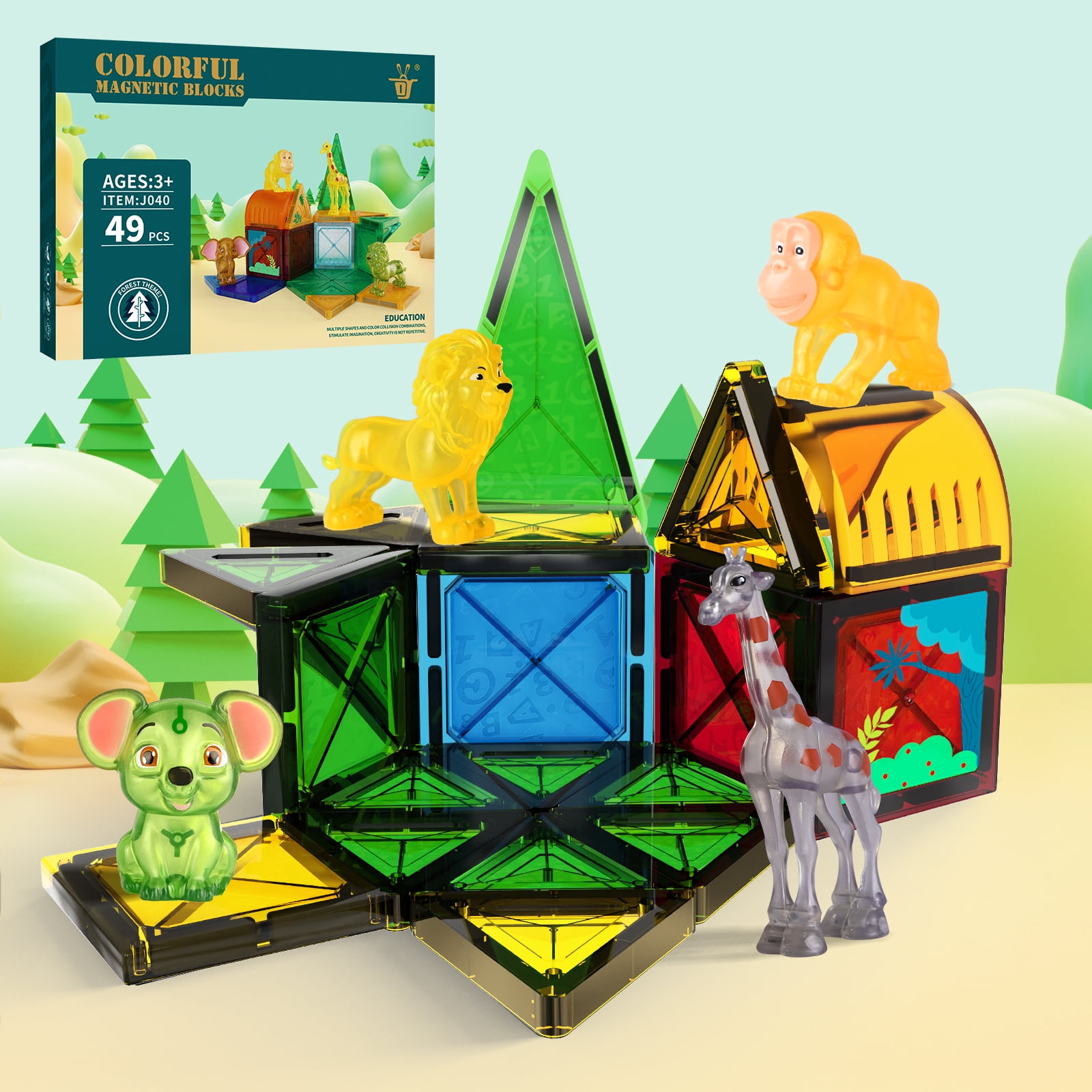 LWBDD Magnetic Dinosaur Toys, Magnatiles, Kids Toddler Sensory Puzzle ...