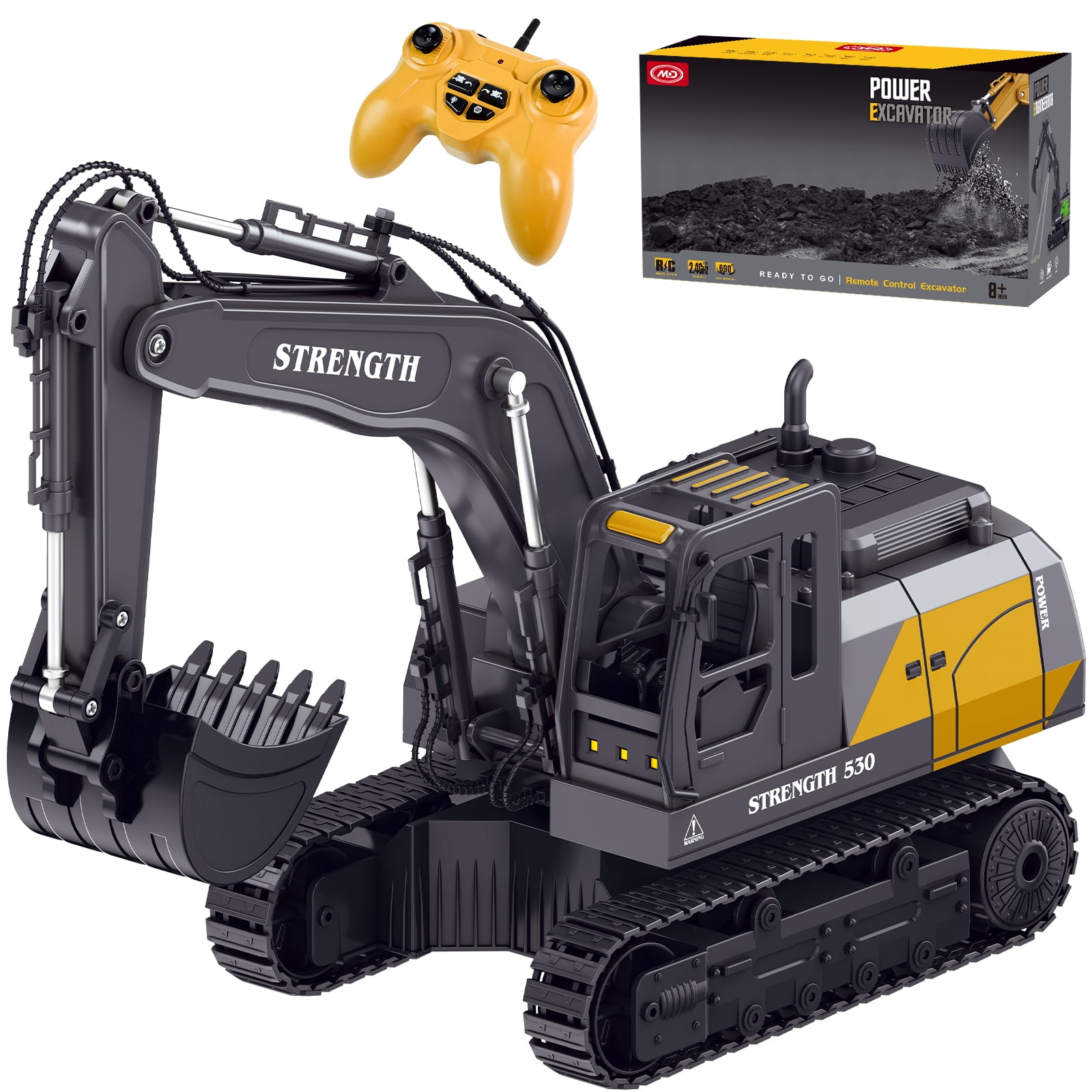 LWBDD Remote Control Excavator Toy, 1:20 Scale 12 Channel RC Excavators ...
