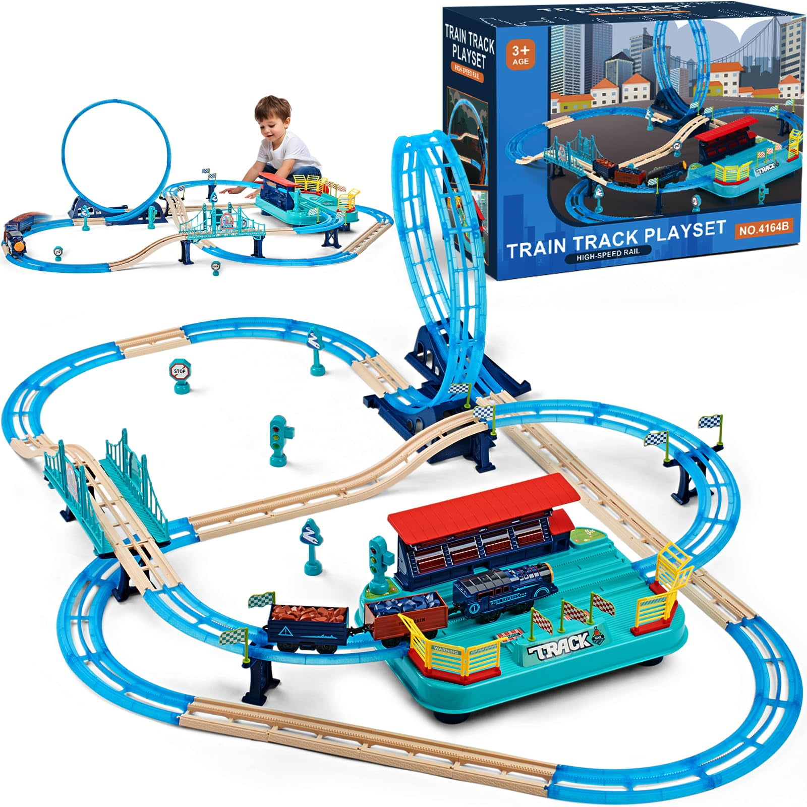 LWBDD Train Set for Kids Ages 4-8, Electric Toy Train Sets for 3+ Year ...