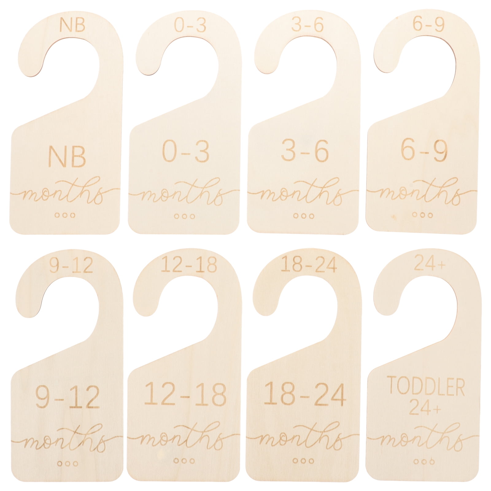 LWEEIN Baby Garment Size Dividers Hanger Closet Organizer, Wood, 8 ...