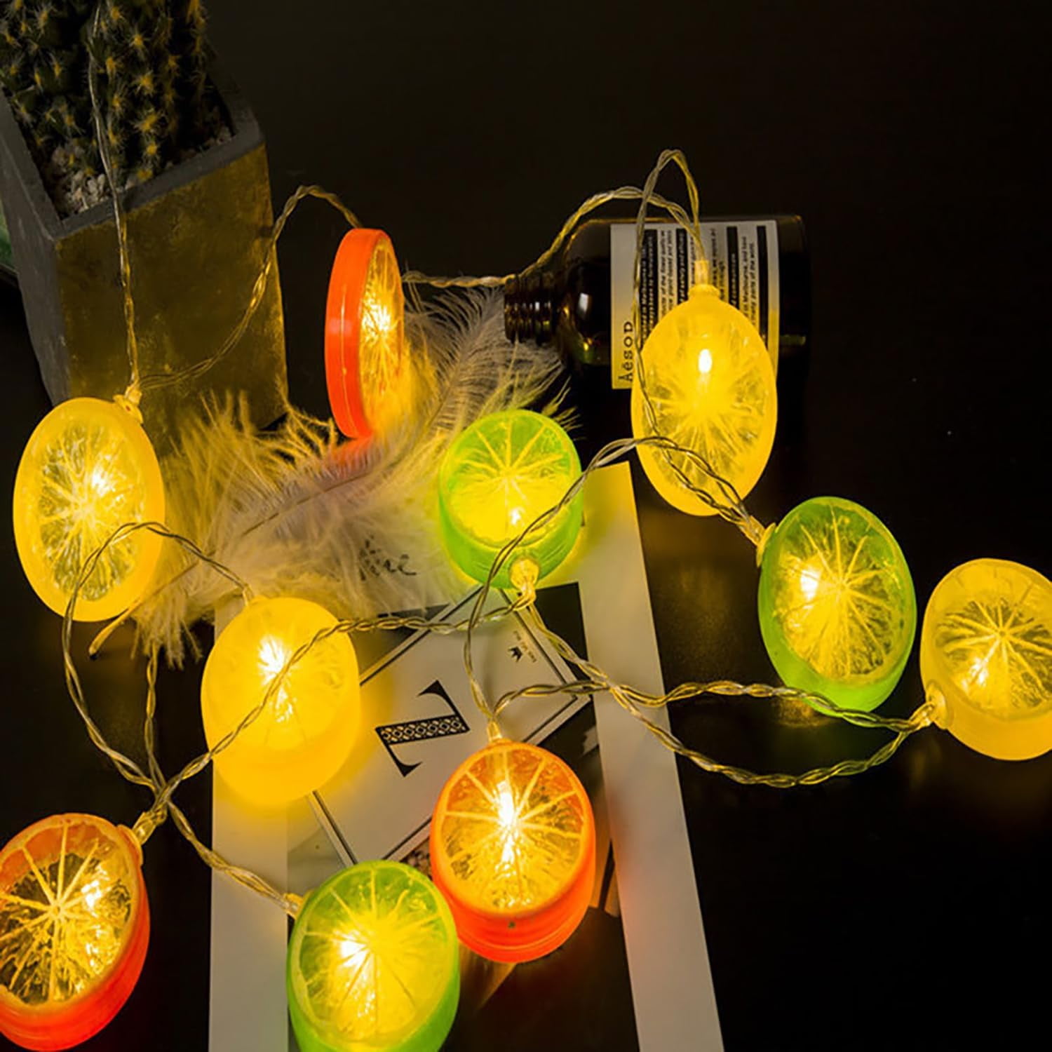 LWHAO 20LED Orange Lime Lemon Slices Fruit Lights Lantern Fairy String ...