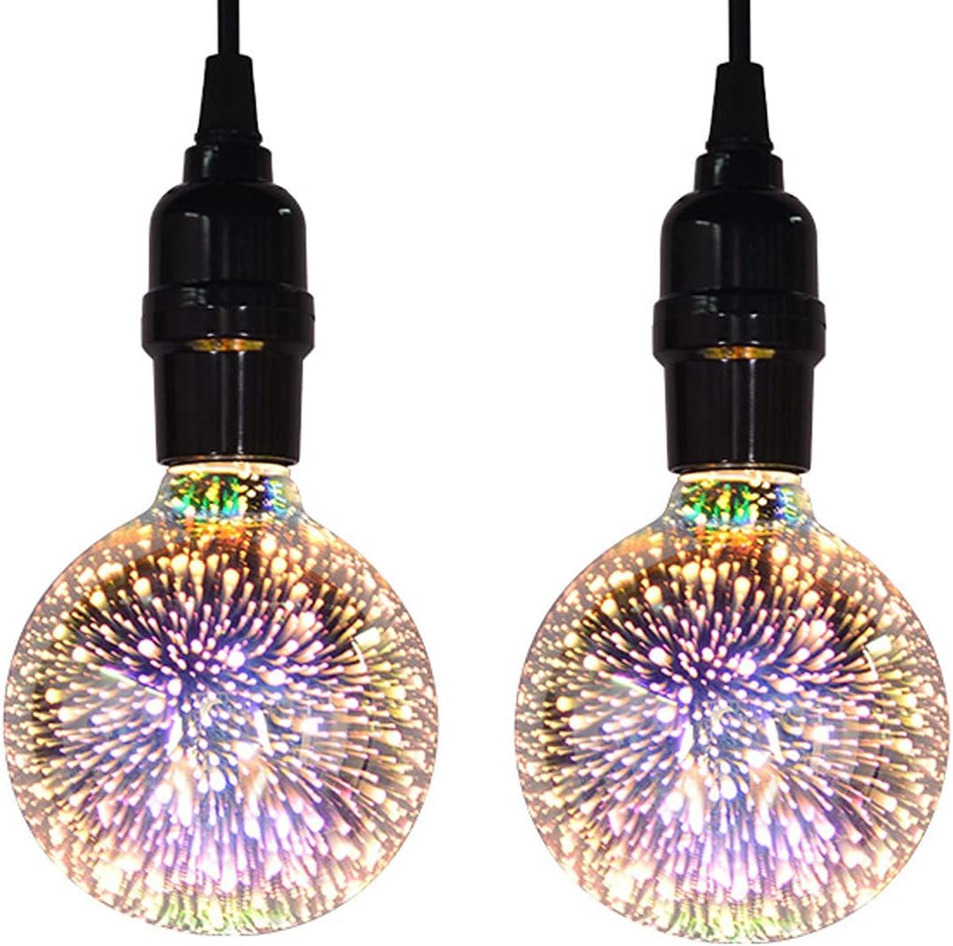 LWHAO 2Packs LED Edison Light Bulbs, 3D Fireworks Star Effect Vintage ...