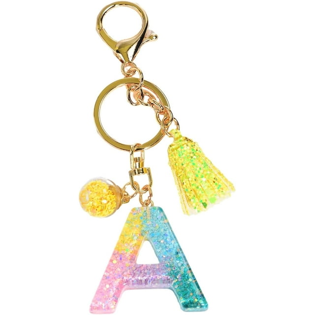 LWHAO Cute Gold Letter Keychain, Cute Gold Letter Keyring Keyrings ...