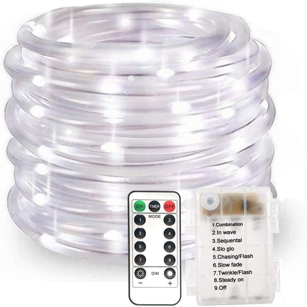 LWHAO LED Battery Operated Rope Lights, Waterproof 20M 8Modes Copper ...