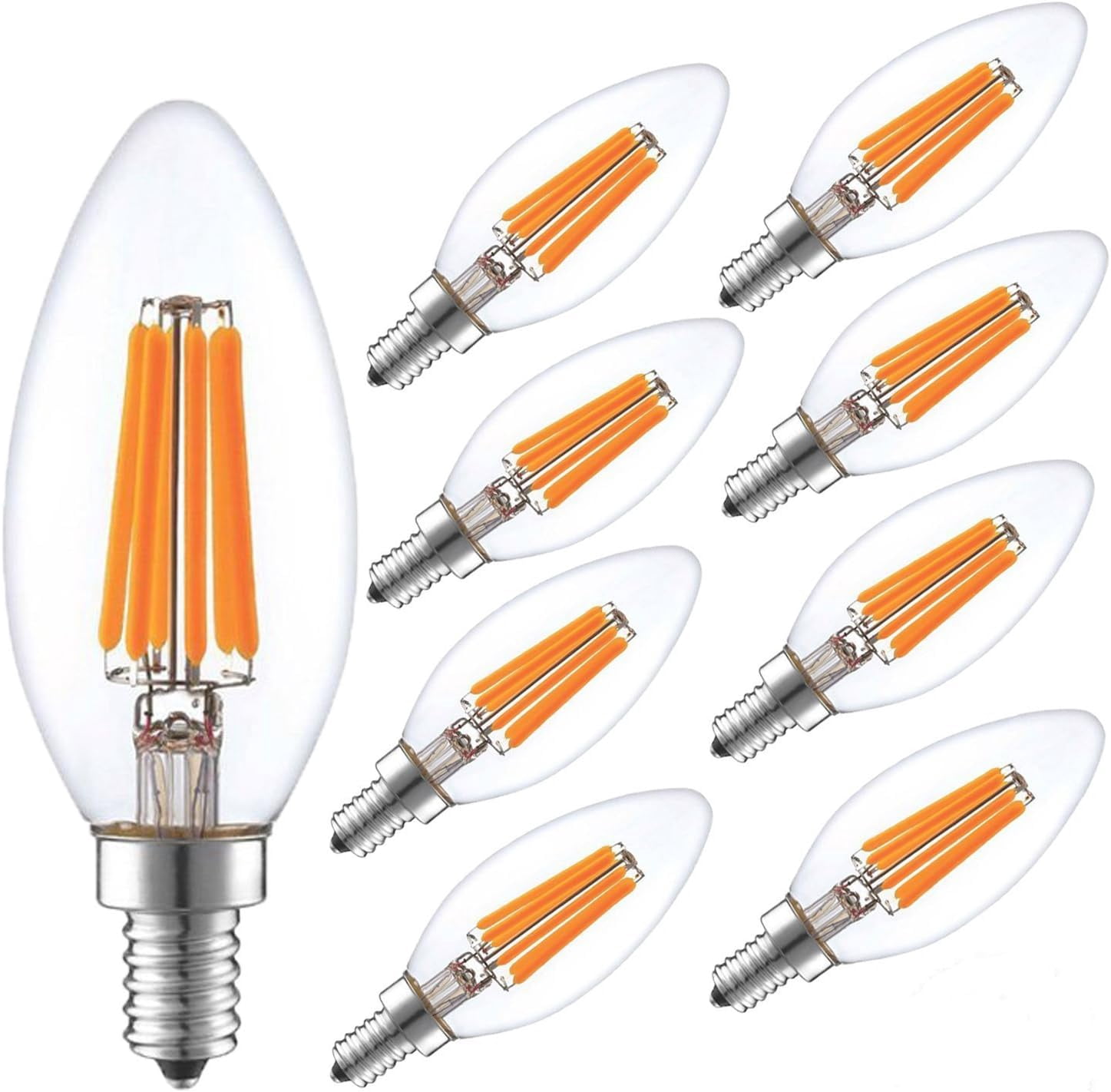 LWHAO LED Filament Candle Light Bulb, C35 E14 6W Vintage Antique Edison ...
