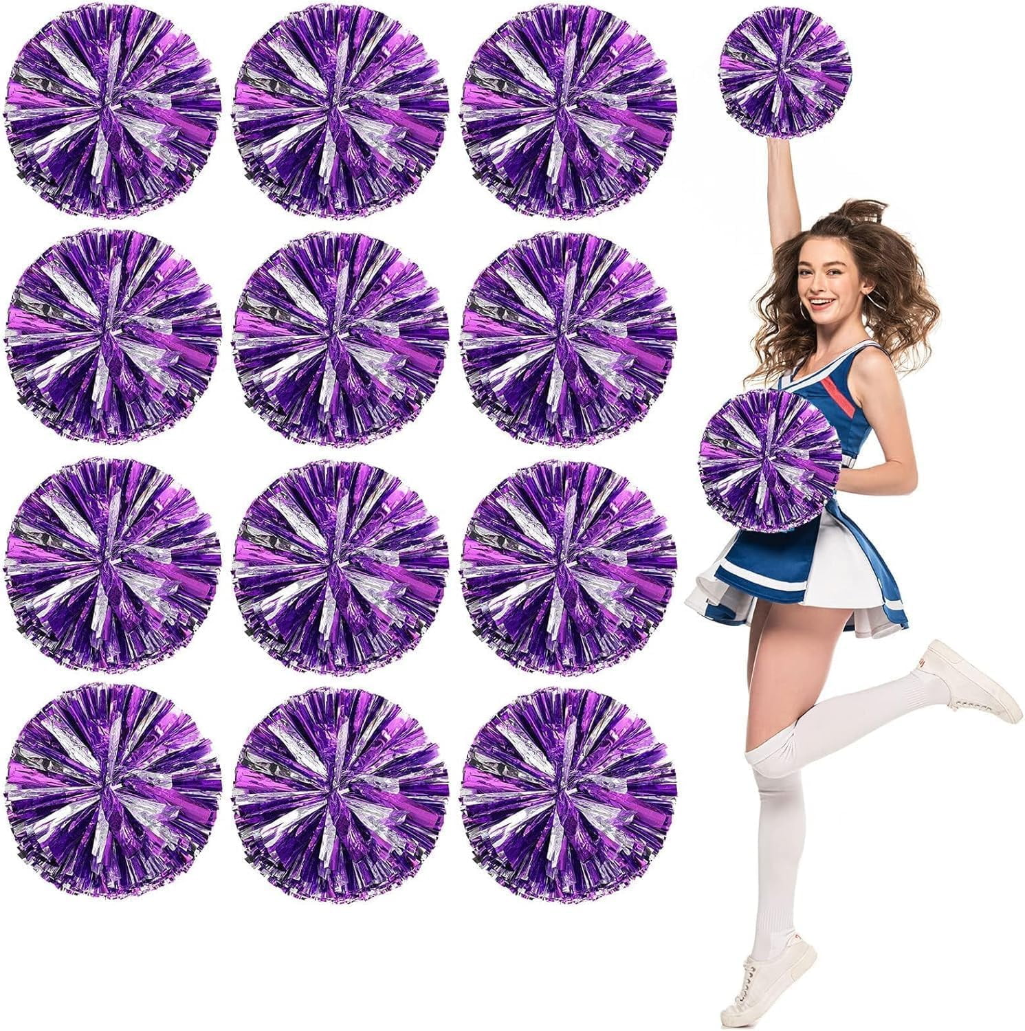 LWHAO Pom Poms Cheerleading,Fluffy Cheerleader Pompoms with Finger ...