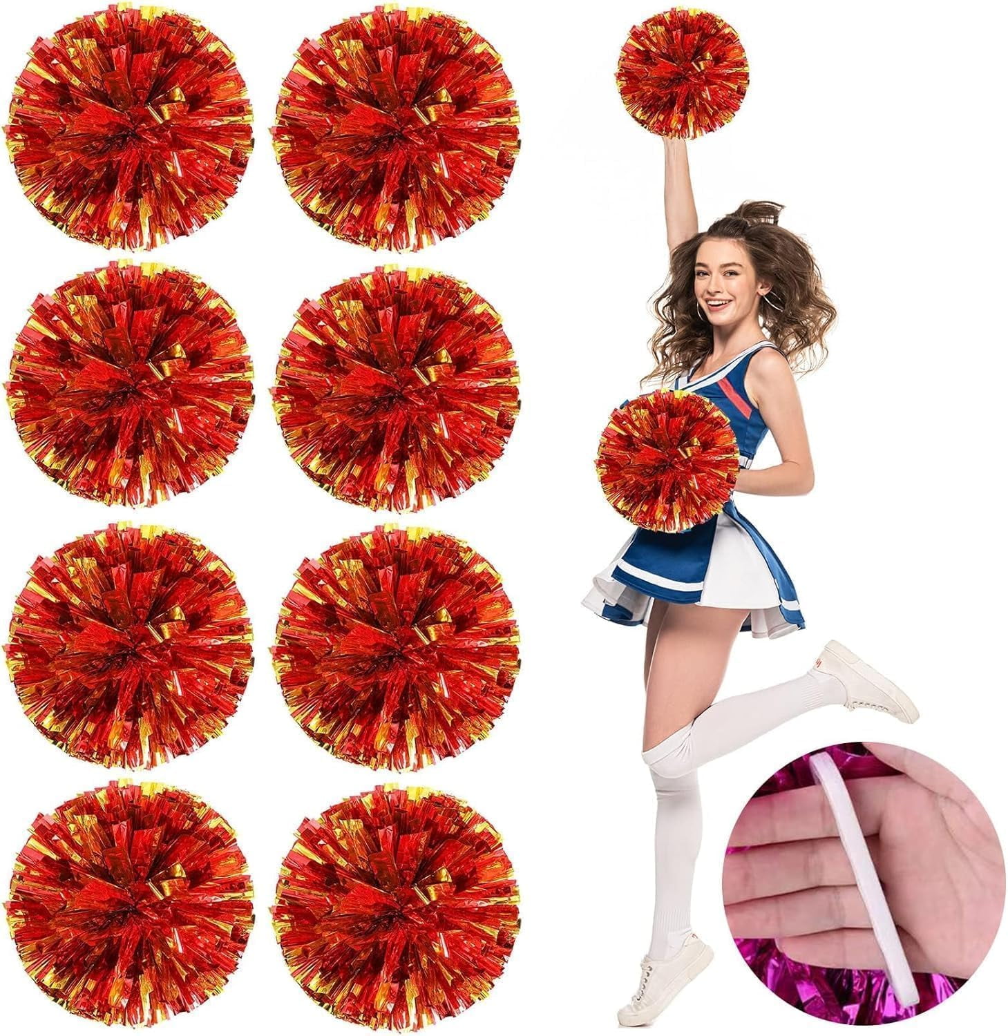 LWHAO Pom Poms Cheerleading,Fluffy Cheerleader Pompoms with Finger ...