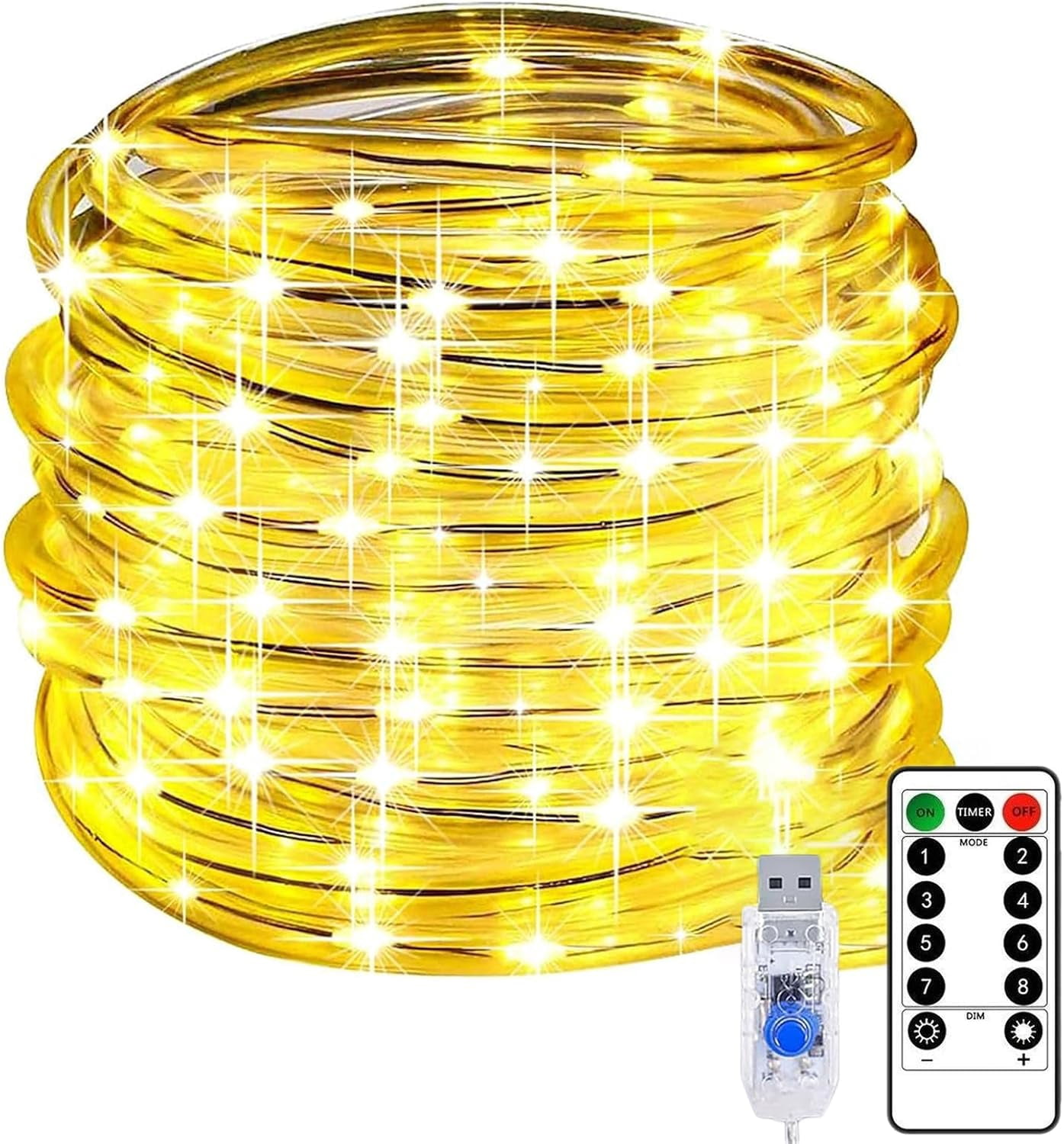 LWHAO Rope String Lights,Waterproof 20M 200LED Copper Wire Tube Pipe ...