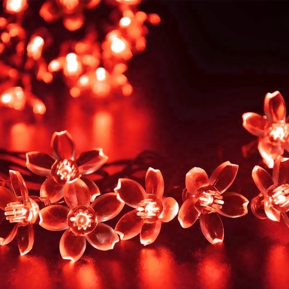 LWHAO Solar Flower String Lights Outdoor, Waterproof 21FT 50LED Peach ...
