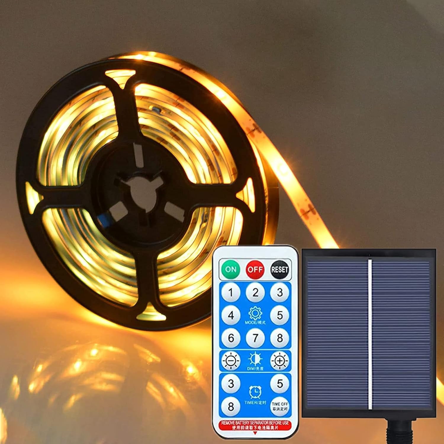 LWHAO Solar LED Strip Lights Outdoor, Waterproof Flexible 5M 150LED ...
