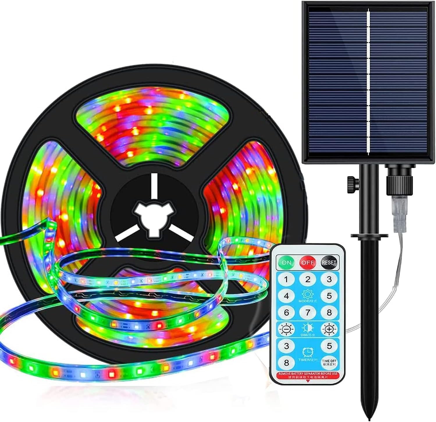 LWHAO Solar Strip Lights, Outdoor LED Lights Strip 16.4ft 150LED ...