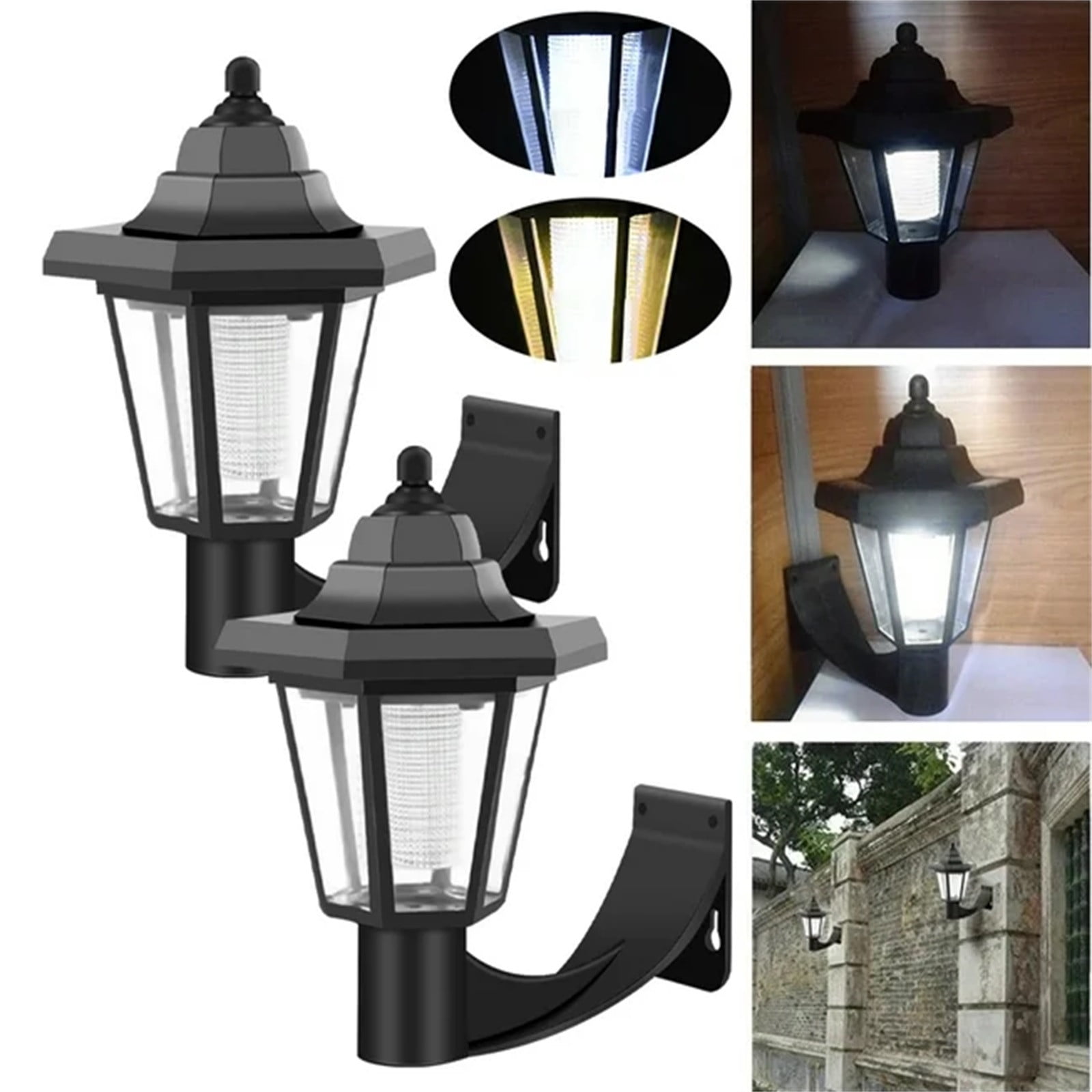 LWITHSZG 2 Pack Solar Wall Lanterns Outdoor, Dusk to Dawn Motion Sensor ...