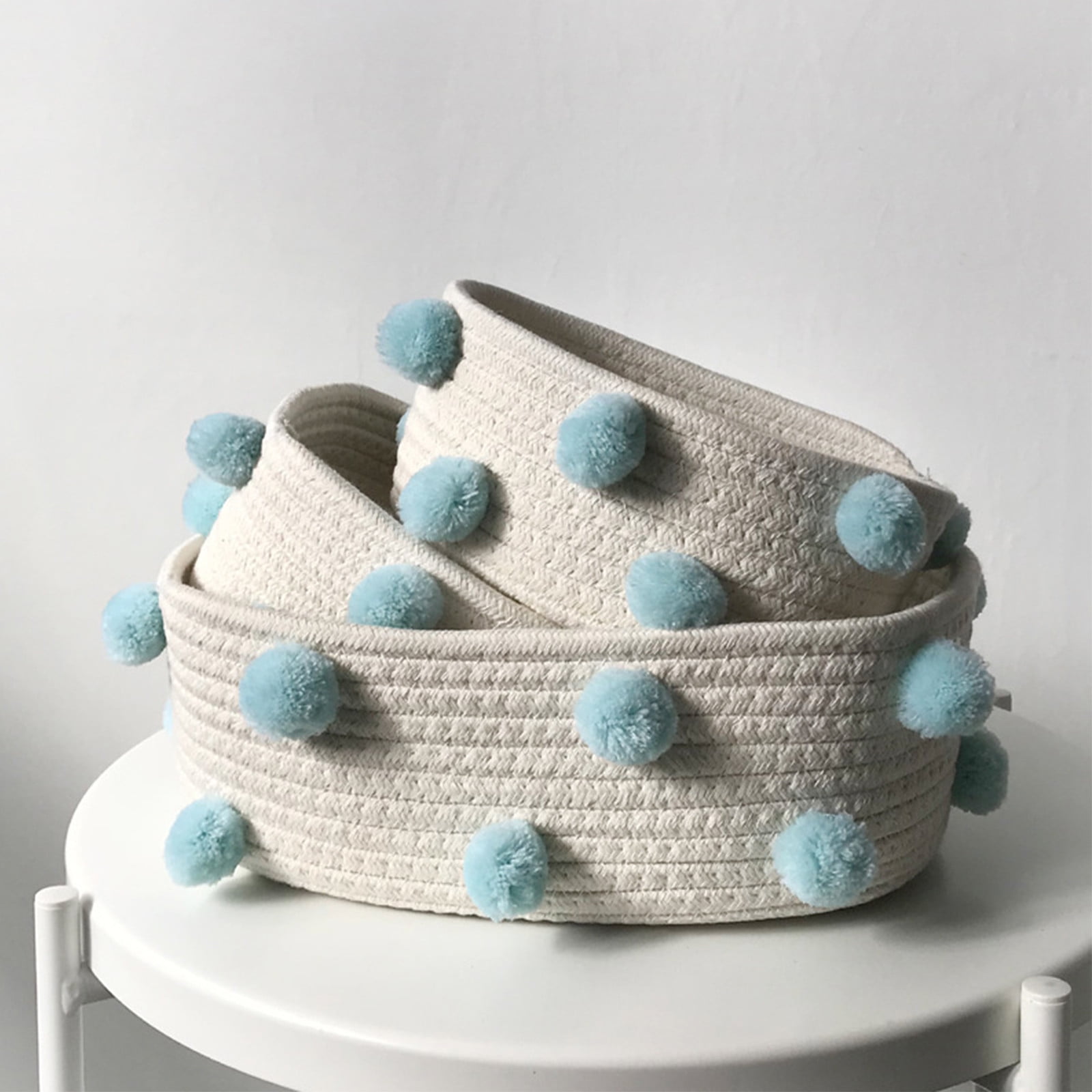 LWITHSZG 3-Piece Rectangle Storage Basket Set- Natural Cotton Rope ...