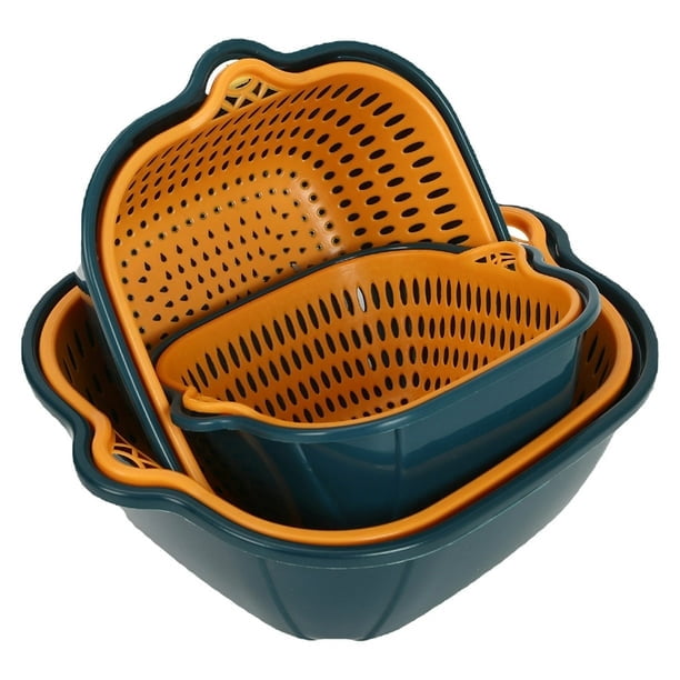 LWITHSZG 6 Pack Double-Layer Kitchen Strainer Set, Blue Plastic ...
