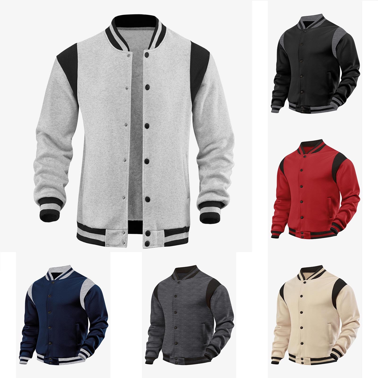 LWITHSZG Bomber Jacket Men Long Sleeve Button Down Baseball Lightweight ...