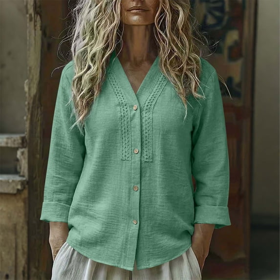 LWITHSZG Button Down Shirts for Women Trendy Boho Casual Tops Loose ...