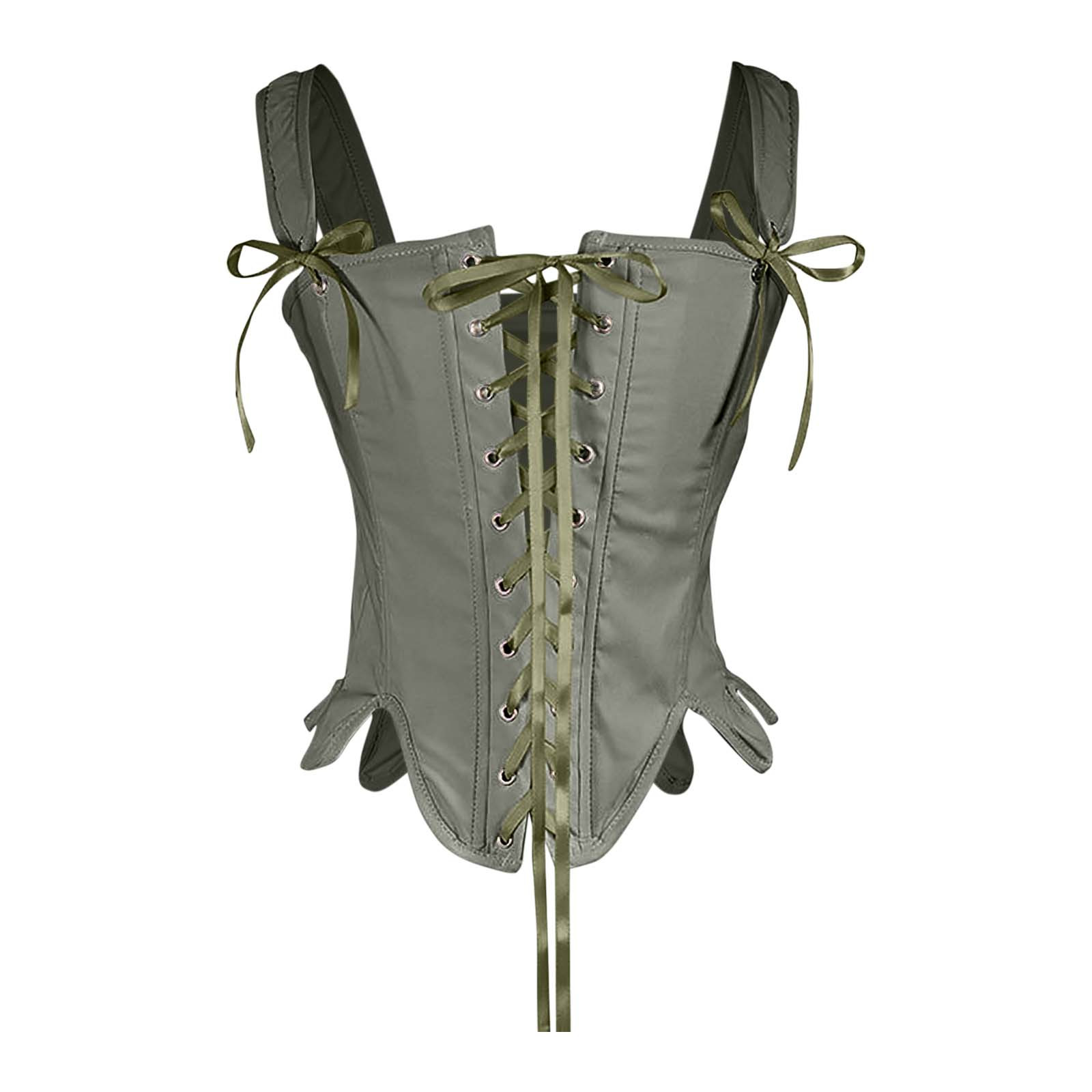 LWITHSZG Corset Tops for Women Retro Tie Front Bustier Top Overbust ...