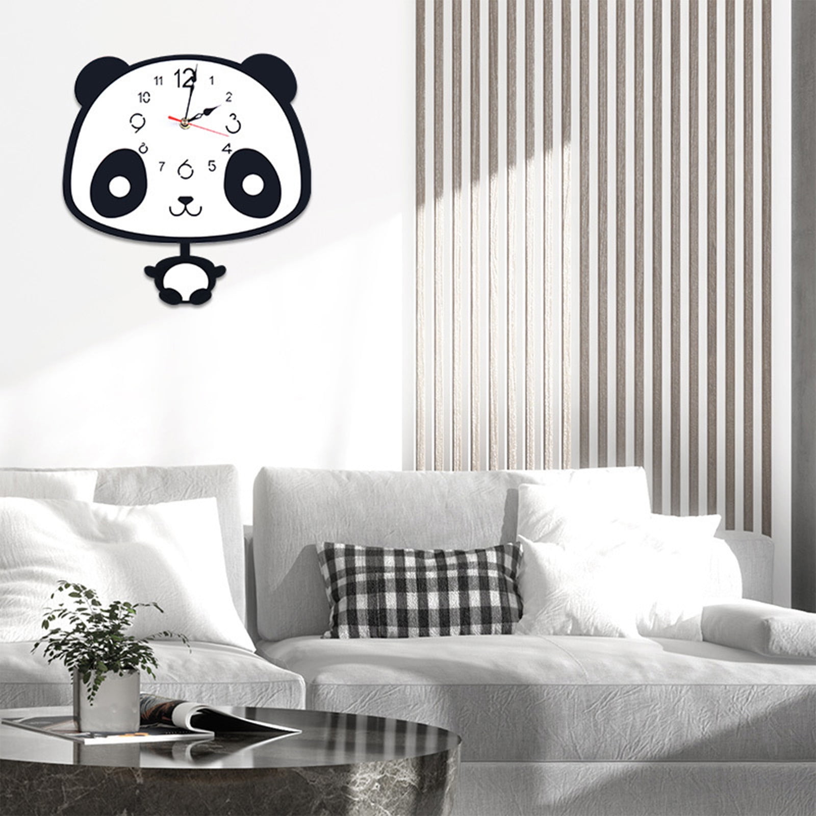 LWITHSZG Cute Panda Wall Clock Silent Acrylic Clock for Bathroom Living ...