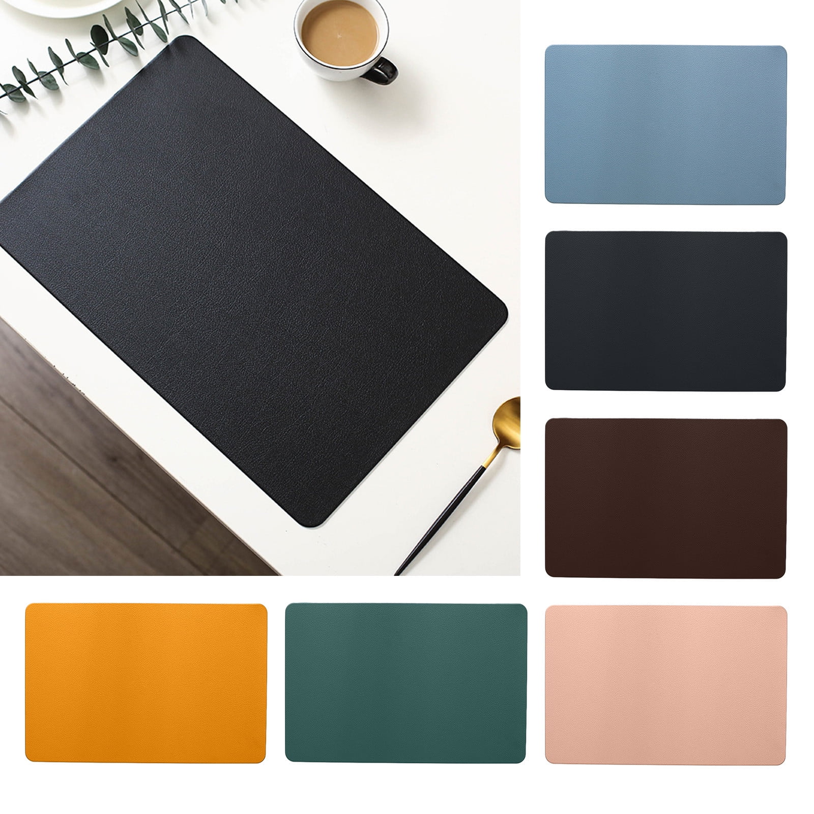 LWITHSZG Faux Leather Placemats, PU Table Mats, Set of 6, Waterproof ...