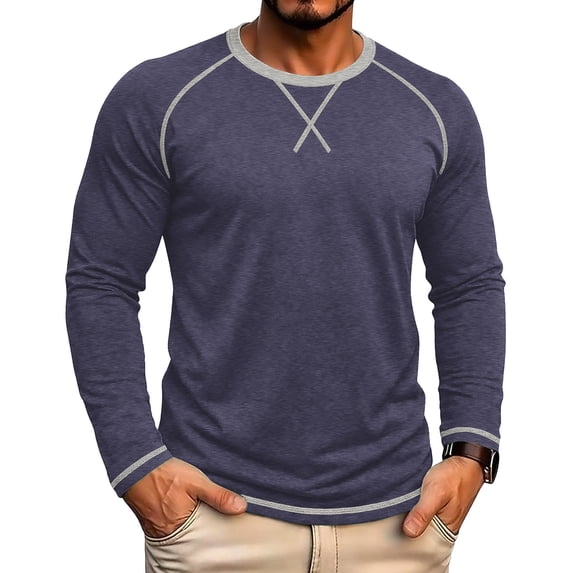 LWITHSZG Men's Raglan Long Sleeve T-Shirt Color Block Crew Neck Casual ...