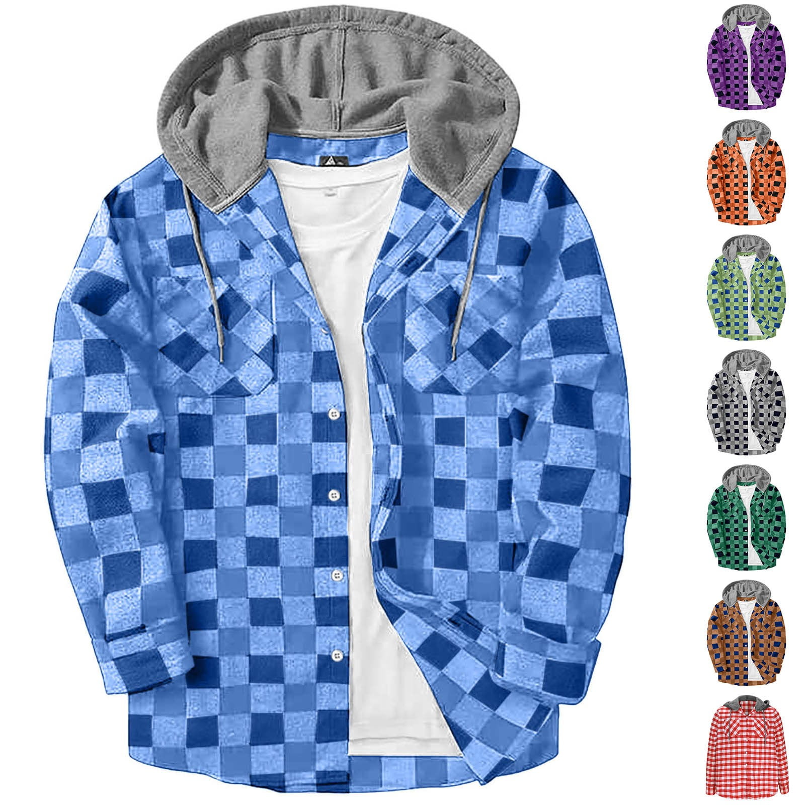 LWITHSZG Mens Shacket Fall Winter Long Sleeve Button Down Plaid Jacket ...