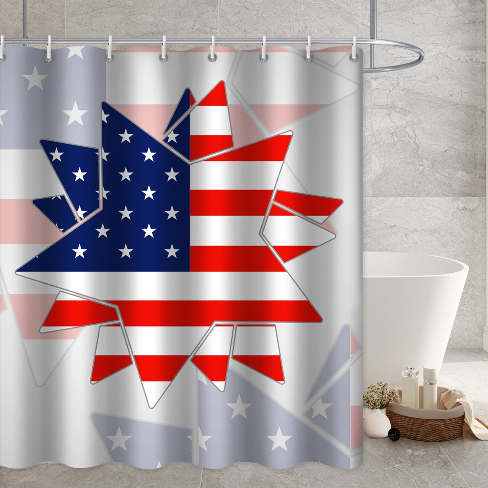 LWITHSZG Patriotic Stars American Flag Shower Curtain for US Decor ...