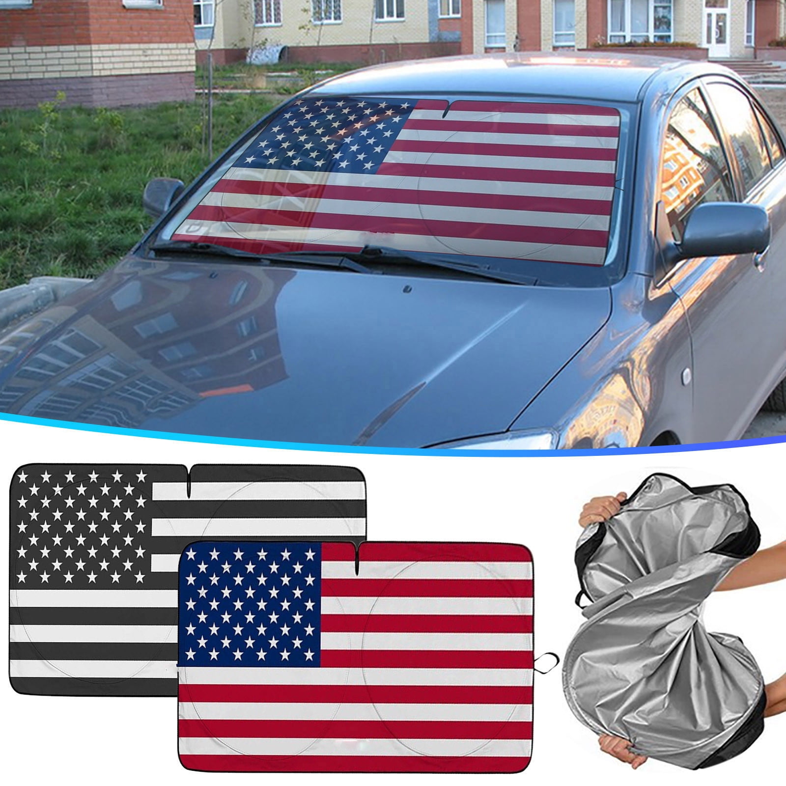 LWITHSZG Windshield Sun Shade American Flag USA Patriotic Design ...