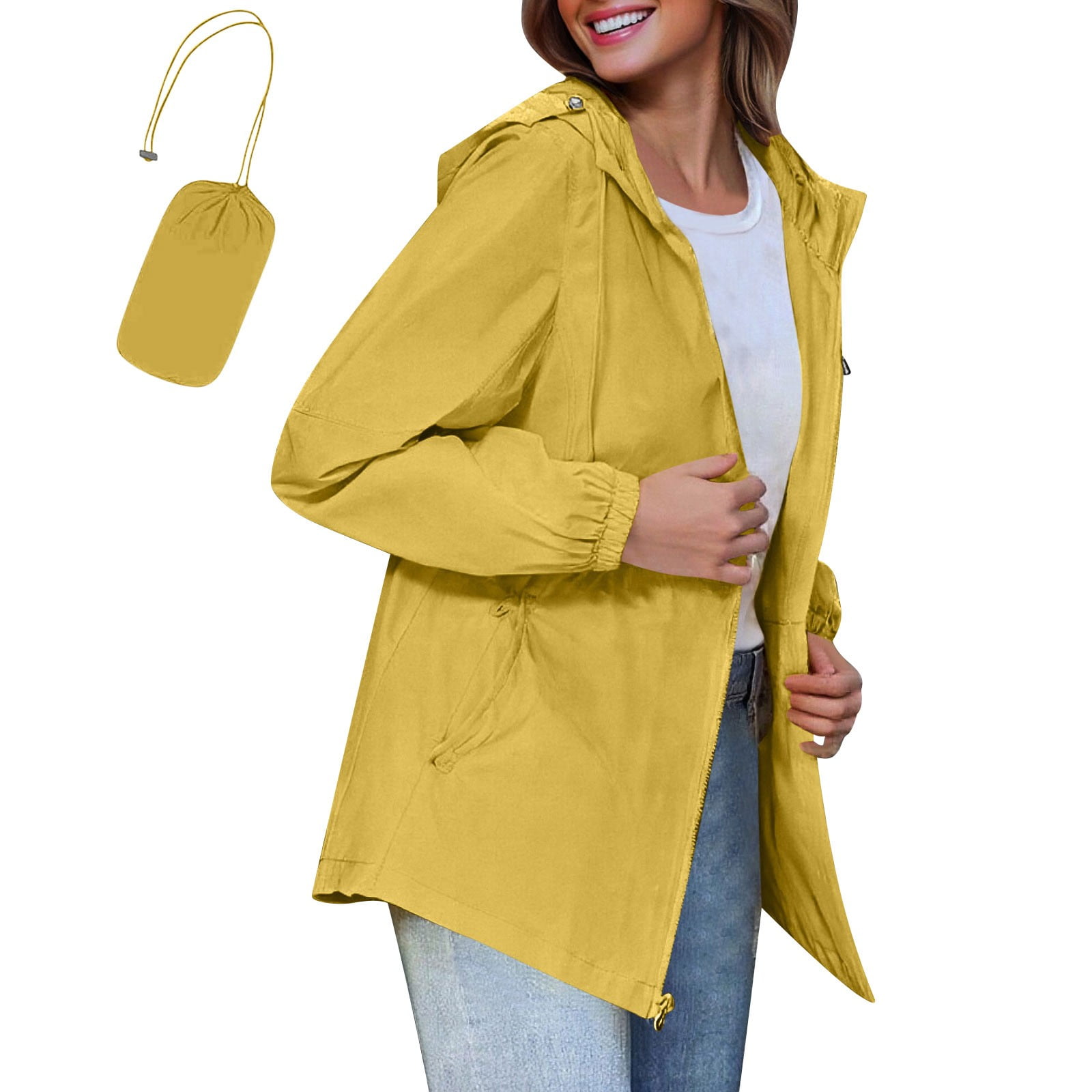 LWITHSZG Womens Rain Jacket Lightweight Waterproof Hooded Windbreaker ...