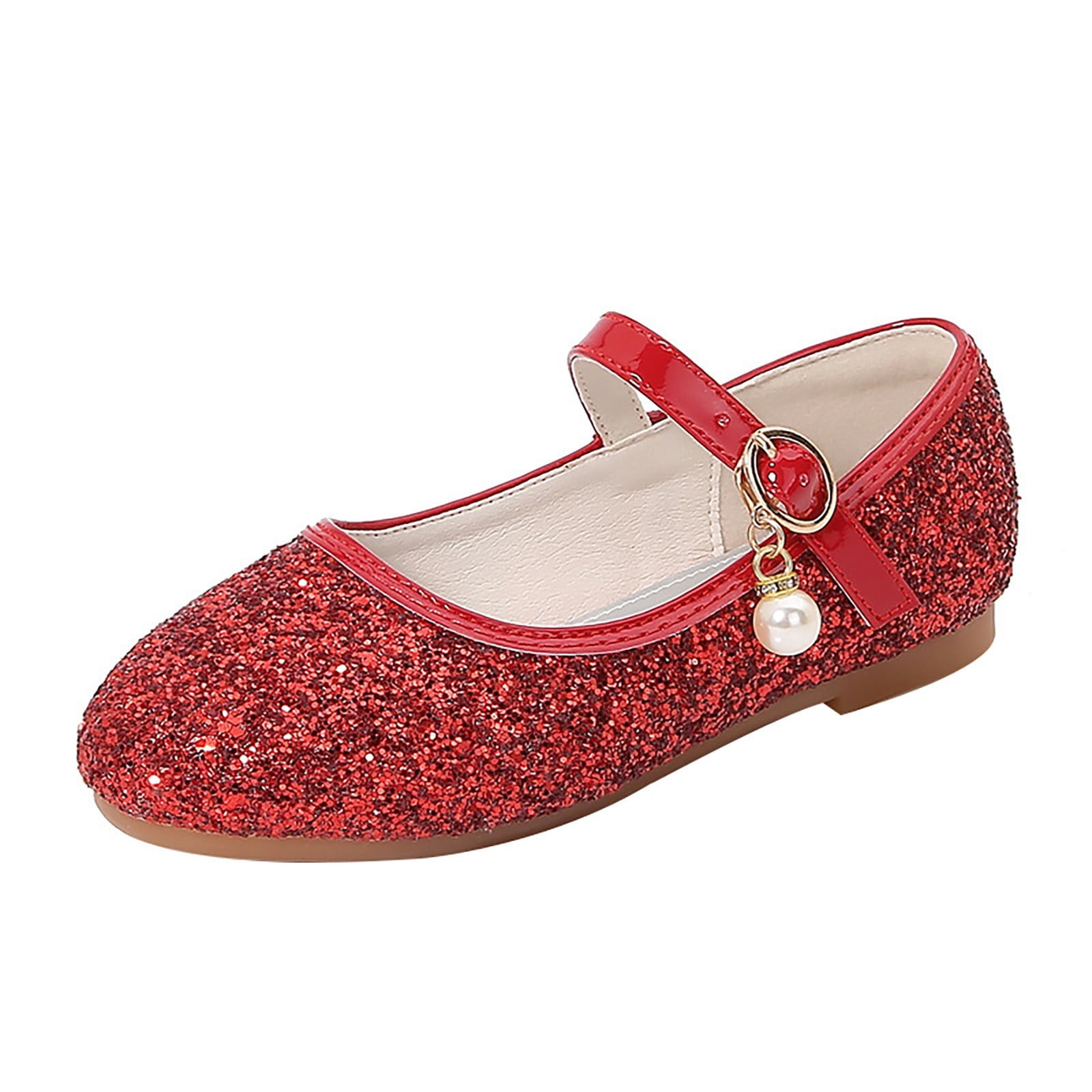 LWNYDPLSD Girls Glitter Dress Shoes Flower Wedding Mary Jane Ballet ...