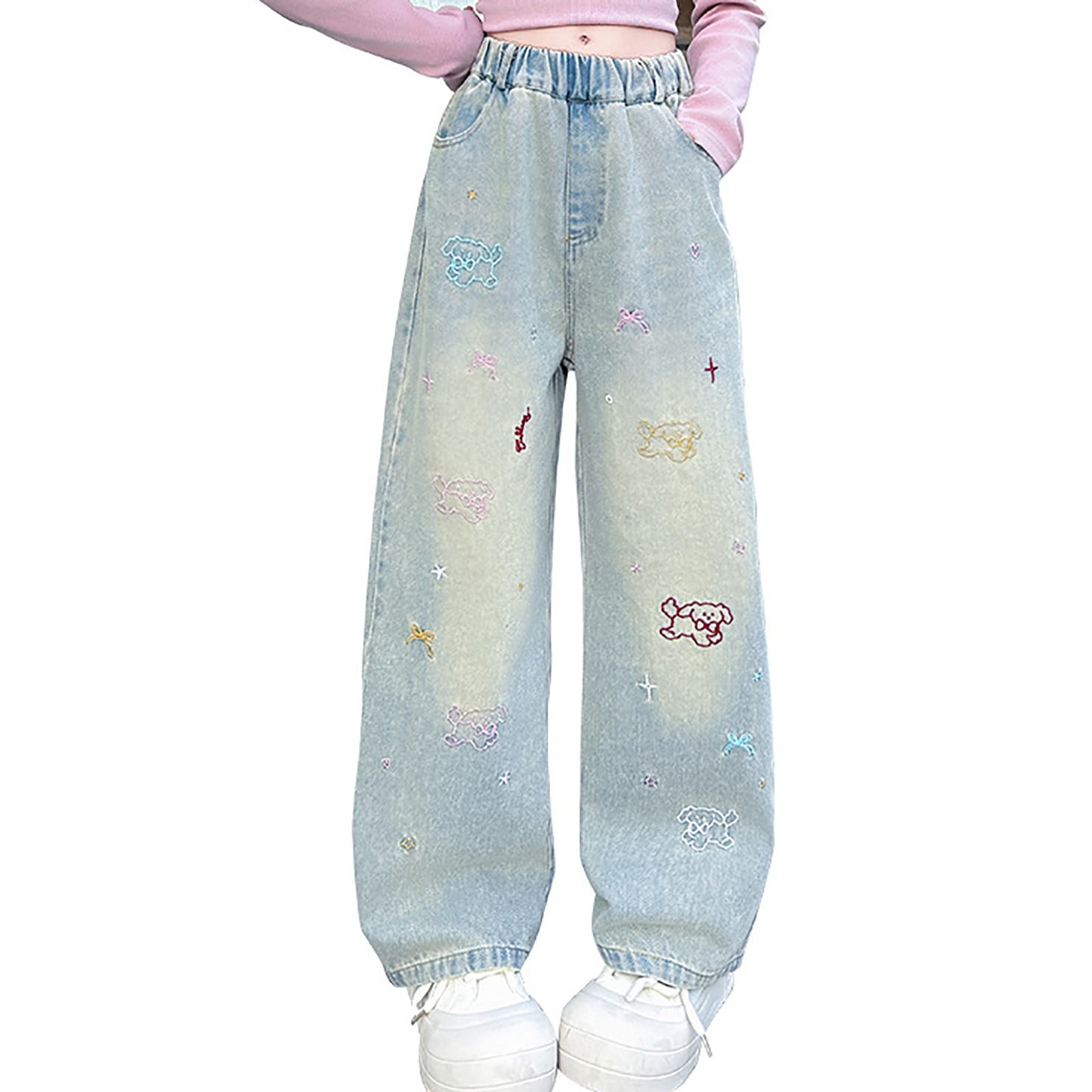 LWNYDPLSD Jeans Teens Straight Leg Yoga Pants Girls Yoga Stretch Pants ...