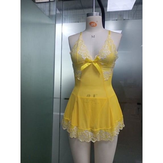 LWP Women Chemise Sexy Nightgowns Lace Babydoll Strap Mesh Sleepwear ...