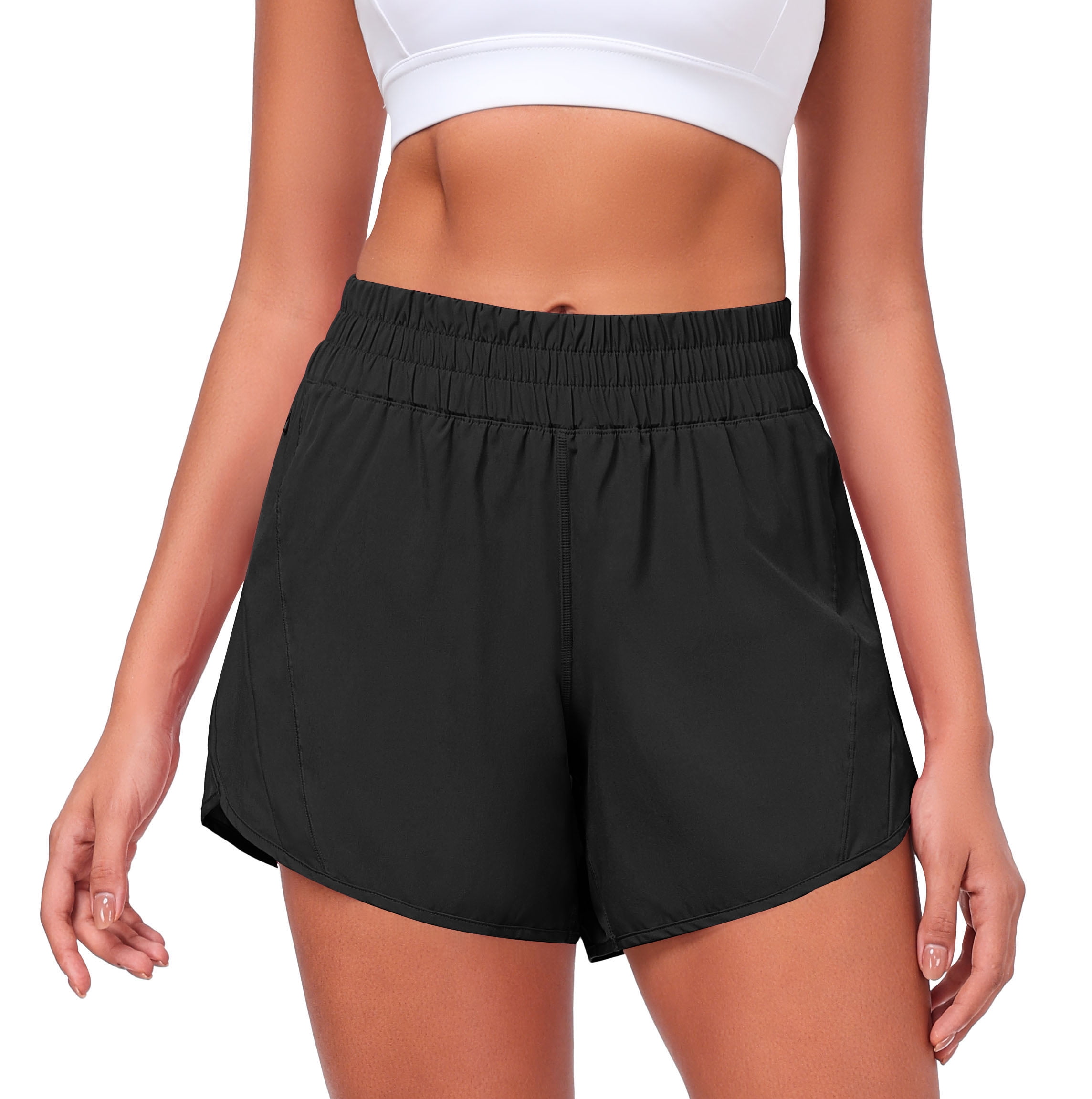 LWP Womens Running Shorts Liner Quick Dry Sports Shorts with Zip Pocket Gym Athletic Workout ...