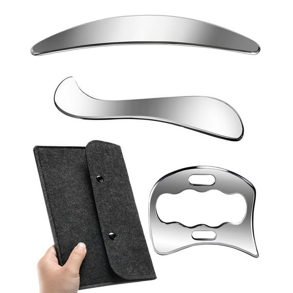 LWTCUJOH 3 in 1 Stainless Steel Muscle Scraper Tools Set, Massage ...