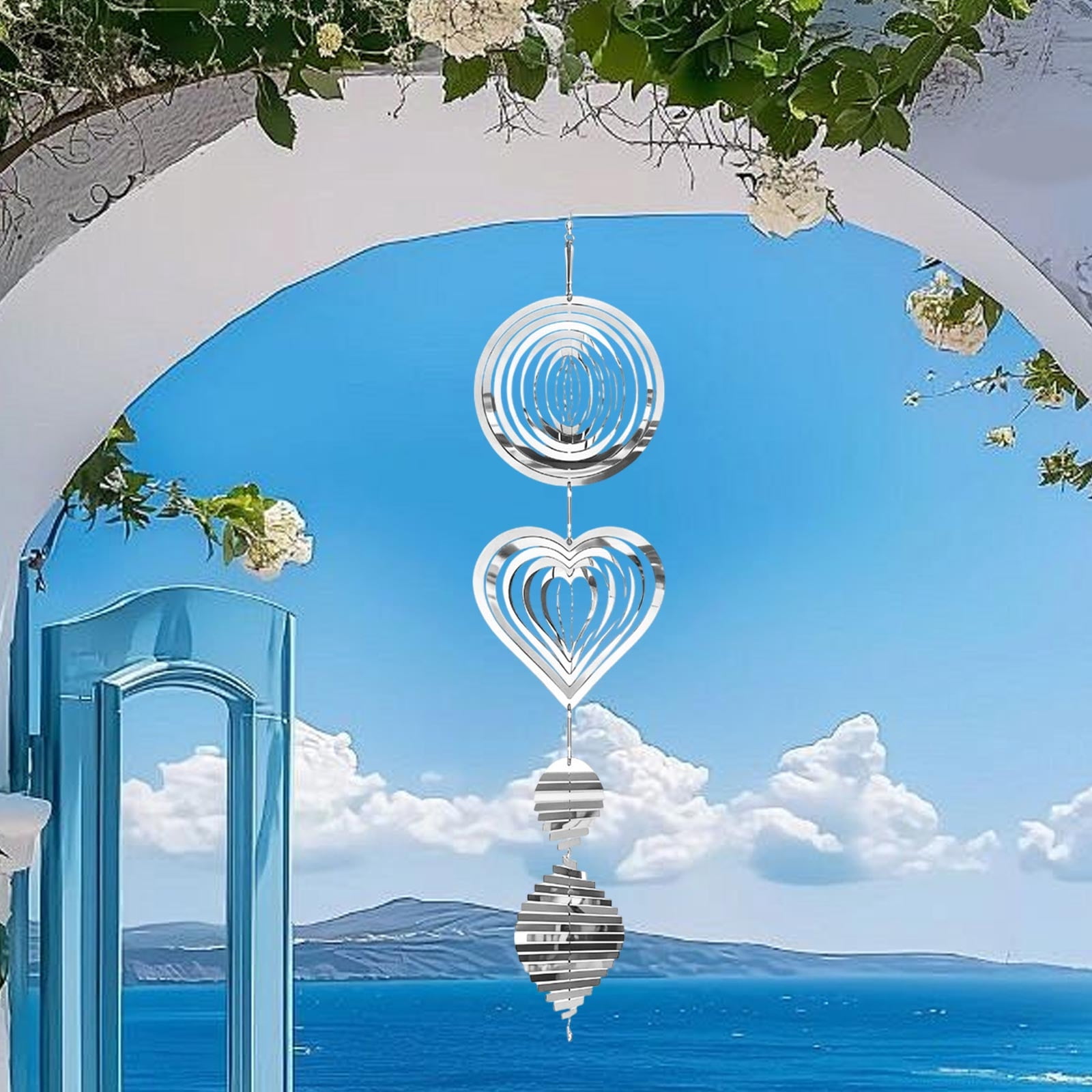 LWVITH 3D Metal Wind Chimes, Mirror Finish Kinetic Spinner with Dancing ...