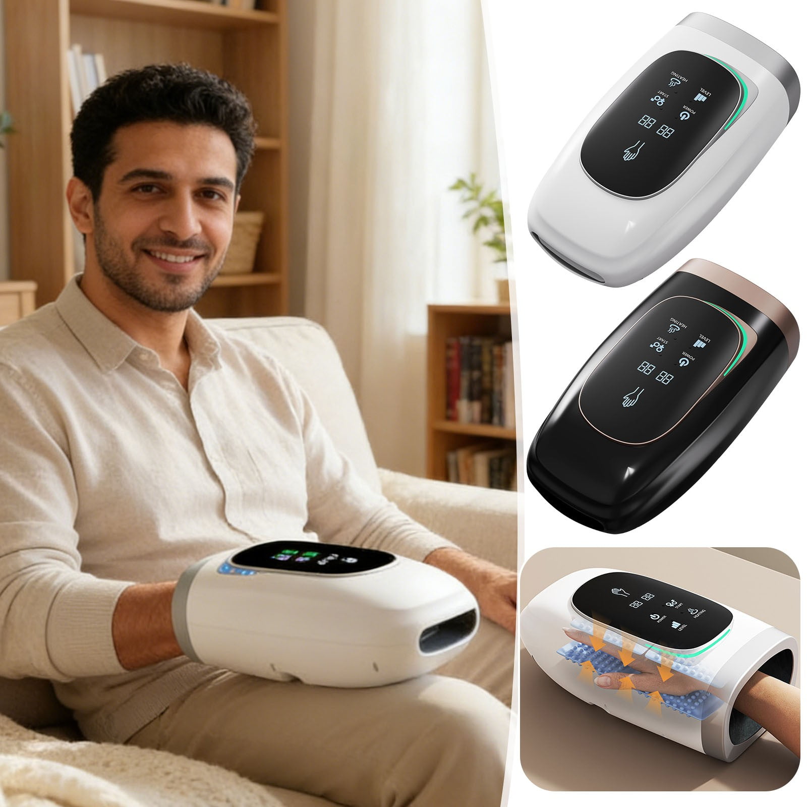 LWVITH Electric Hand Massager with Heat 3 Speed Kneading Functions for ...