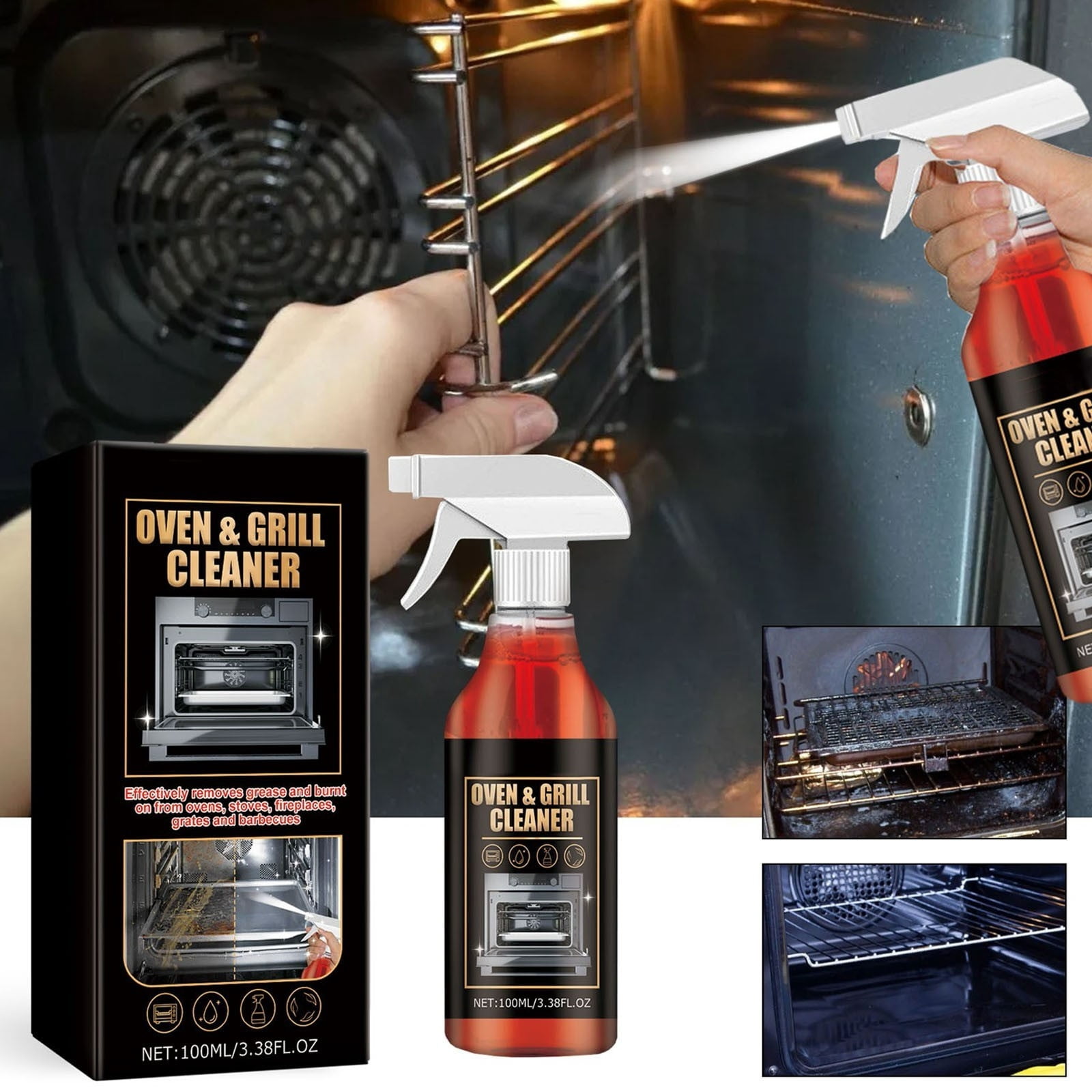 LWVITH Heavy-Duty Oven and Grill Cleaner with Sponge Kitchen Degreaser ...