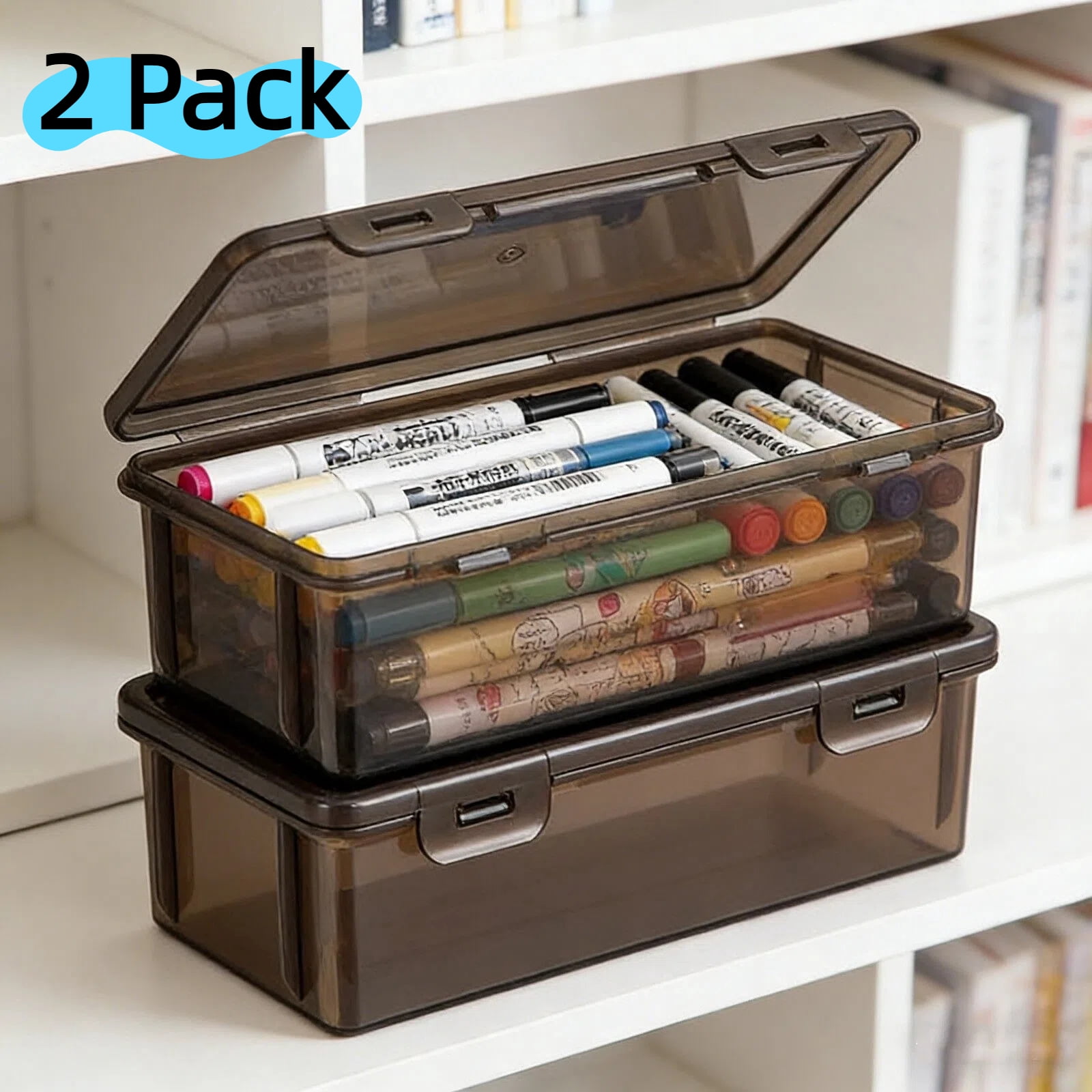 LWVITH Large Black Translucent Pencil Cases and Pencil Boxes, 2 PCS ...