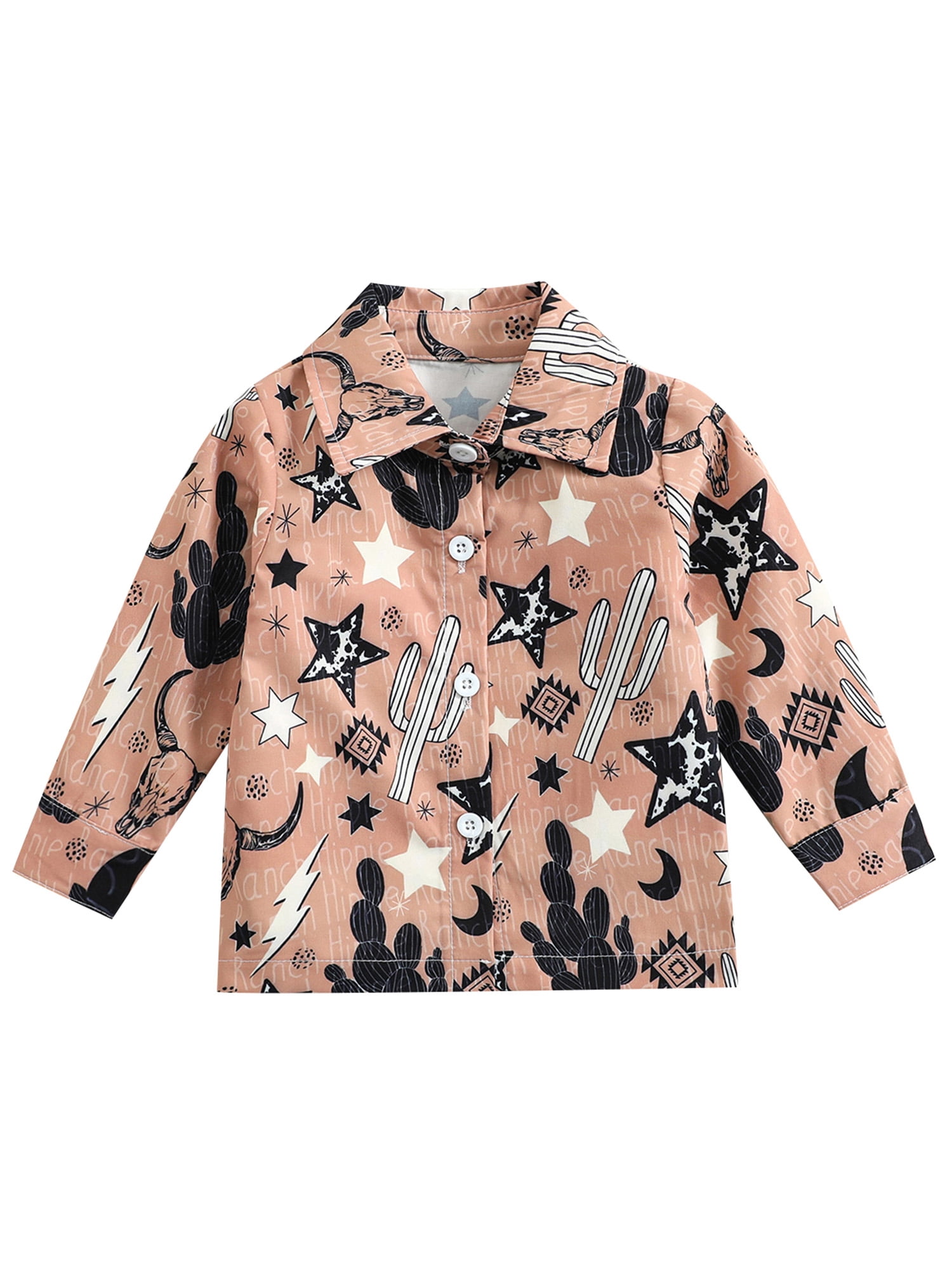 LWXQWDS Infant Toddler Baby Boy Button Down Shirt Long Sleeve Cow Print ...