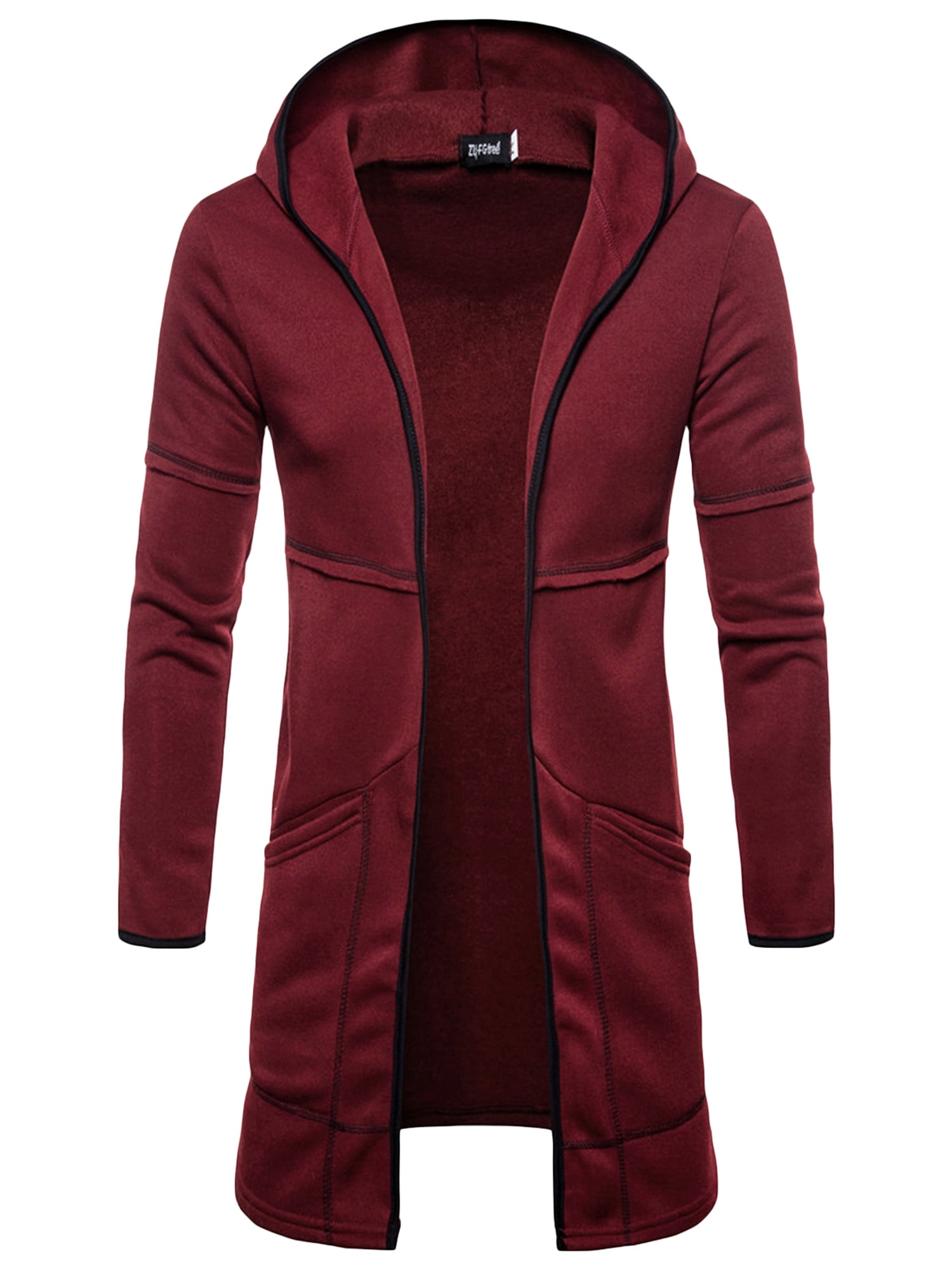 LWXQWDS Men’s Hoodie Long Cardigan Jacket Slim Fit Open Front Hooded ...