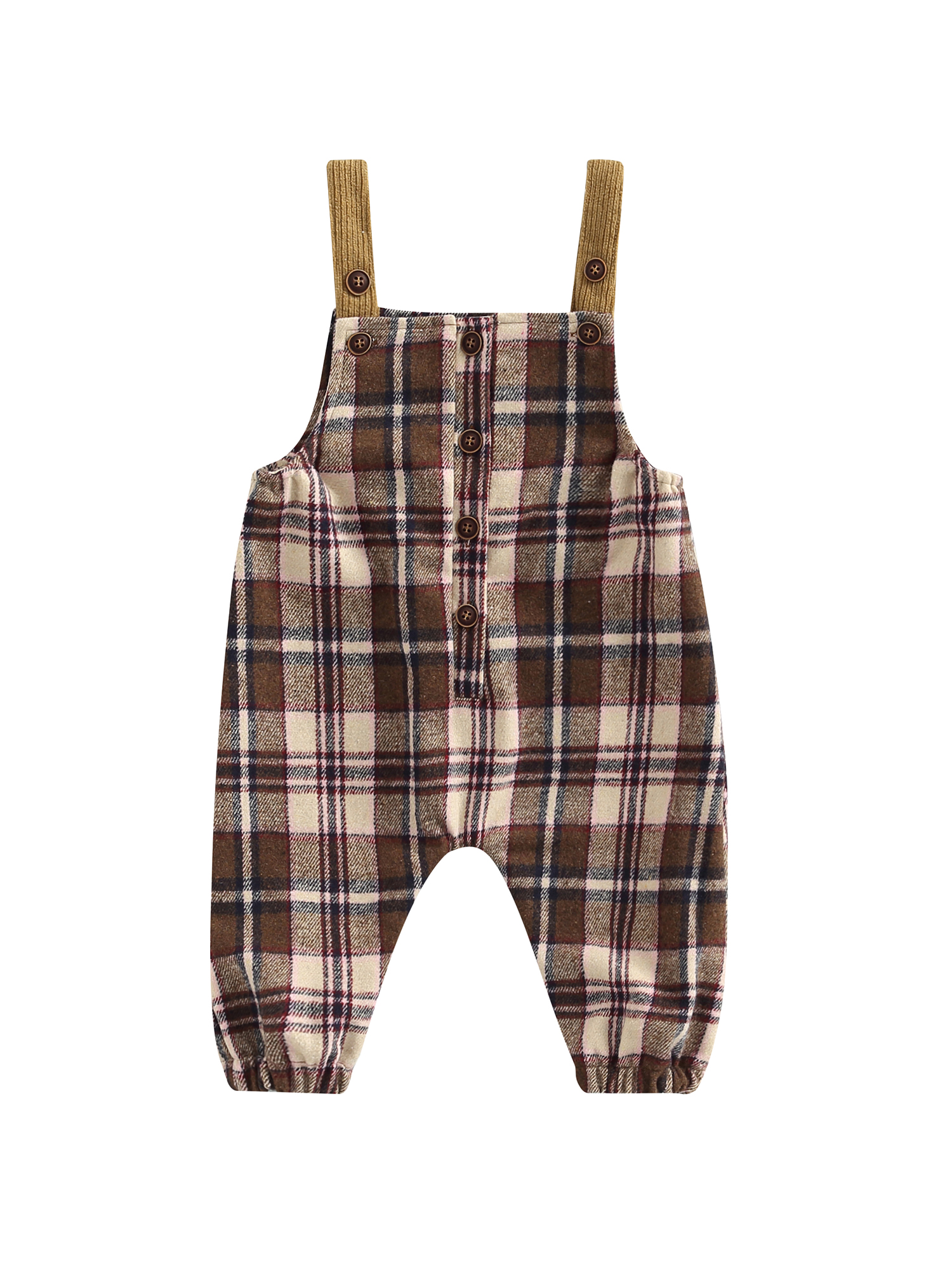 LWXQWDS Newborn Baby Boy Girl Plaids Bib Overall Buttons Sleeveless One Piece Romper Jumpsuit ...