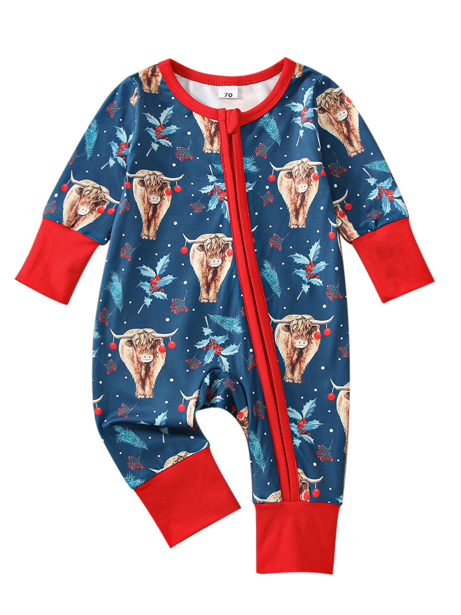 LWXQWDS Newborn Infant Baby Girl Boy Zip Up Romper Cow Print Long Sleeve Bodysuit Jumpsuit ...