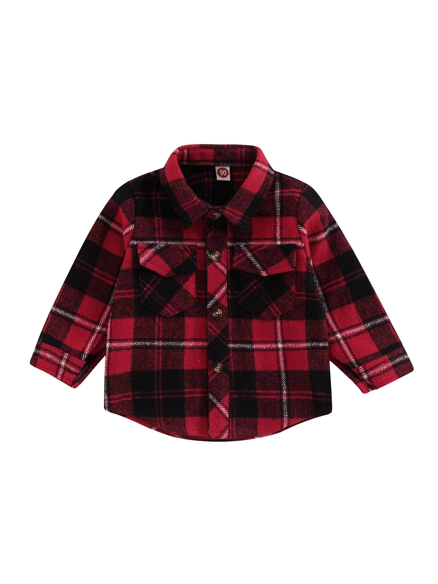 LWXQWDS Toddler Baby Boy Girl Flannel Jacket Plaid Long Sleeve Lapel ...