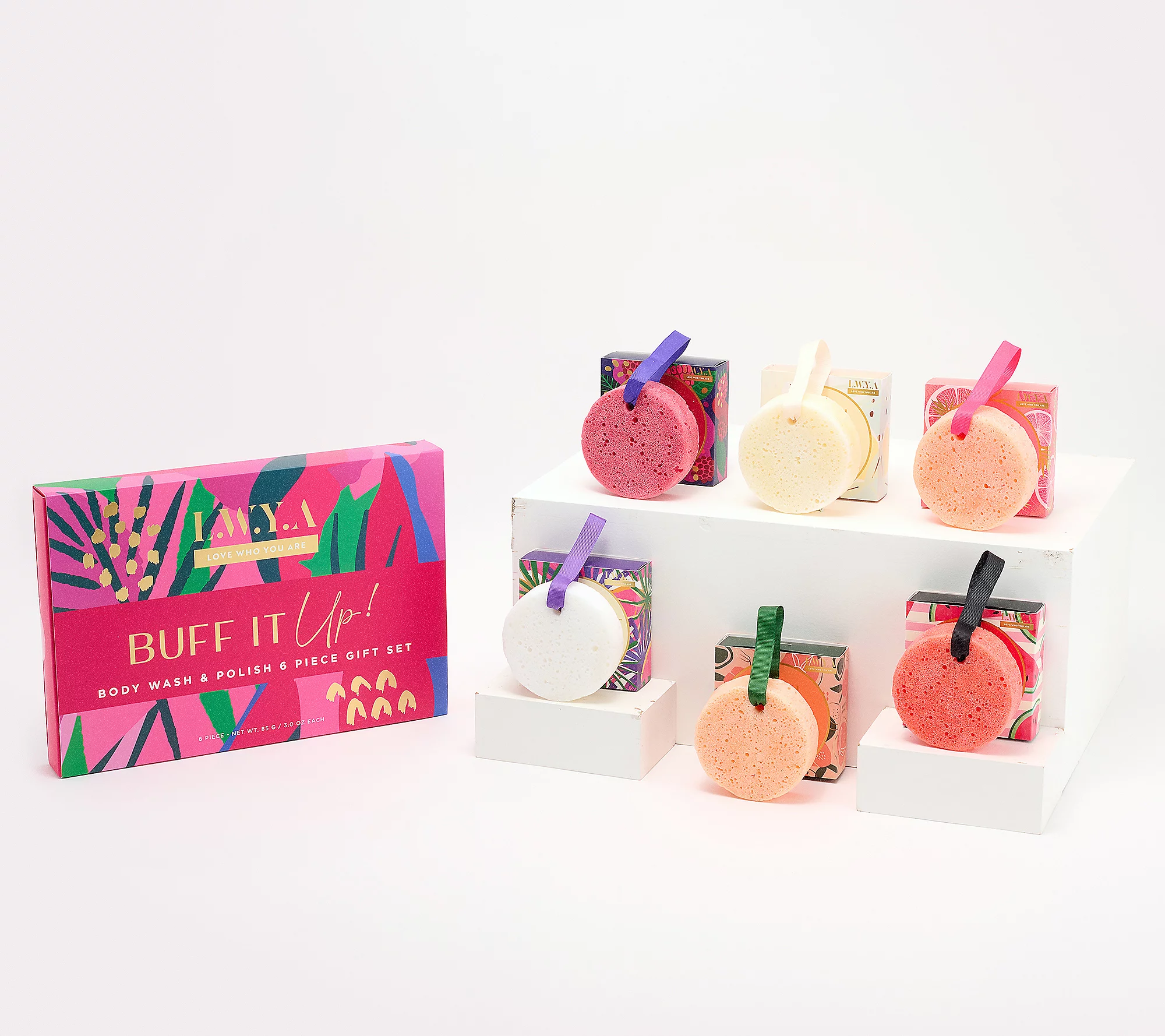 LWYA by Kim Gravel Buff It Up Body Wash & Polish Buffer Sponge Set – 6 ...