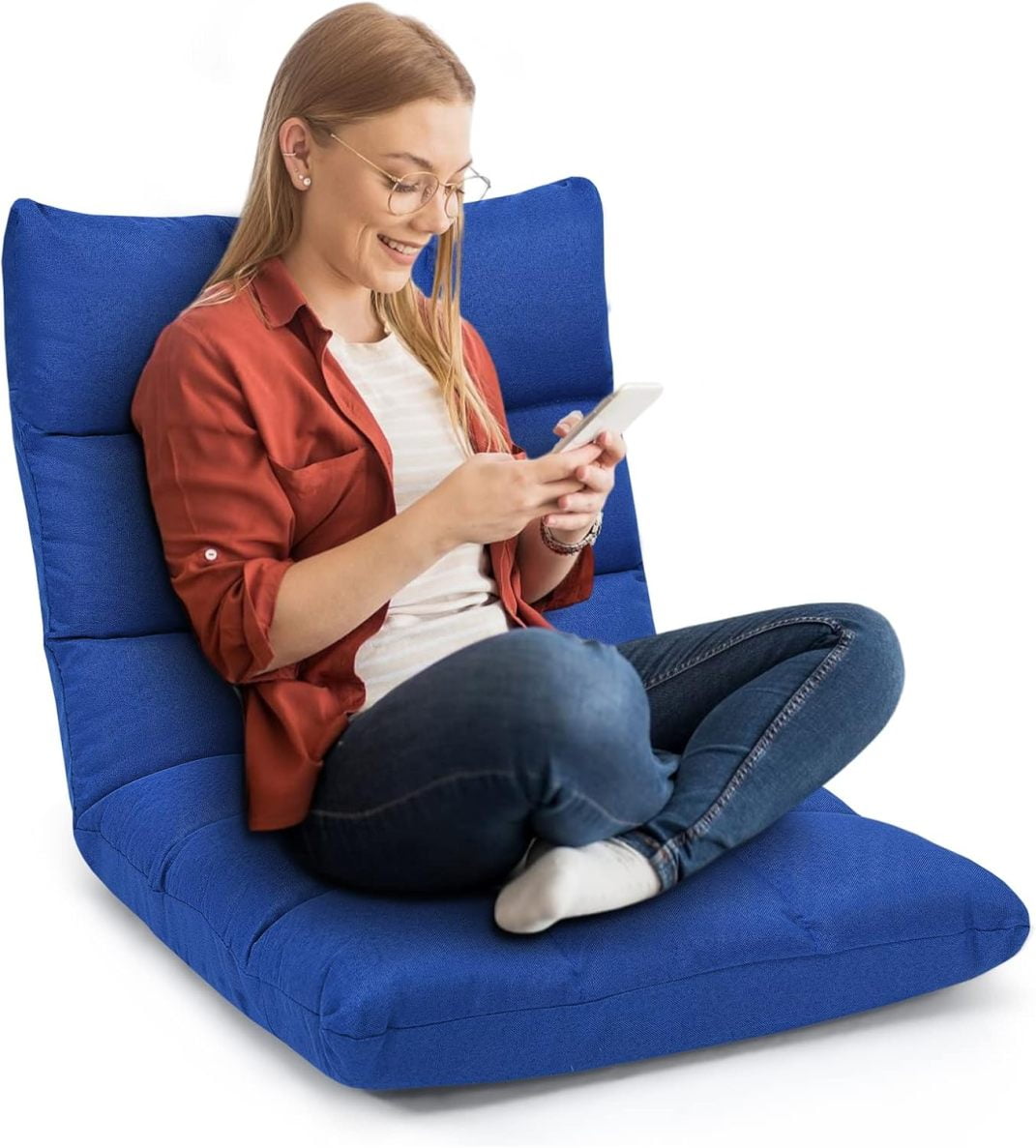 LWZF Floor Chair, Folding Gaming Chair with Back Support, 14 Adjustable ...