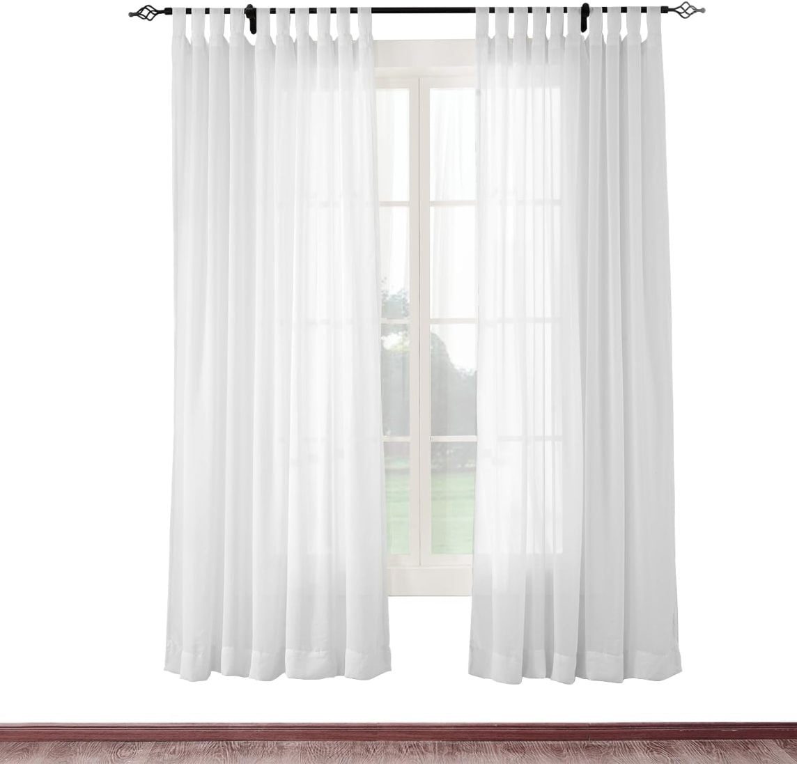 LWZF Sheer Curtains Tab Top Window Curtain Panels Indoor Outdoor for Living Room Bedroom ...