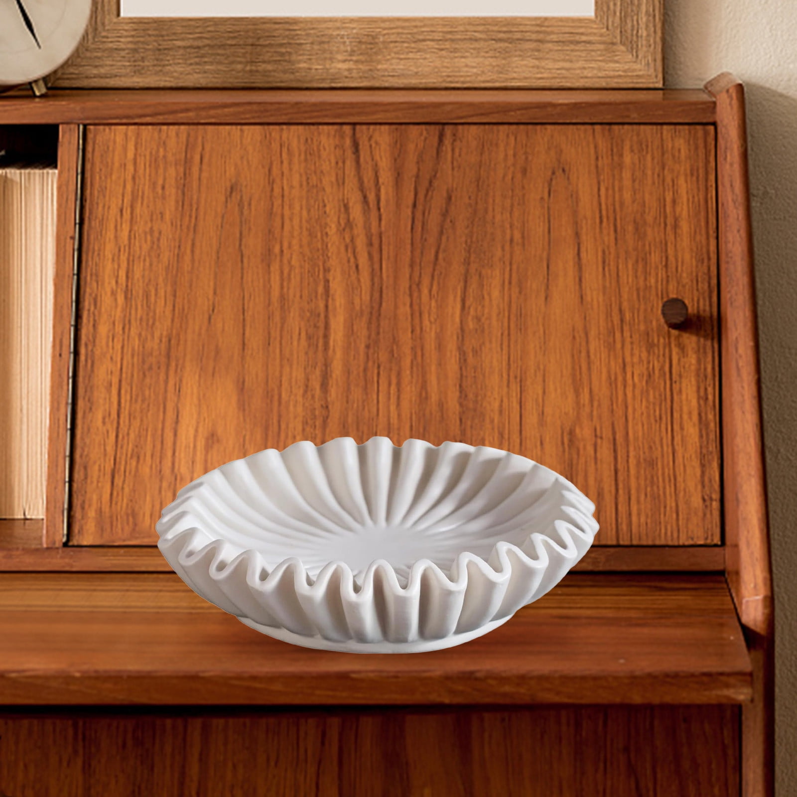 LWZWM 6" Marble Ruffle Bowl, Fluted Bowl, Marble Bowl, White Ruffled ...