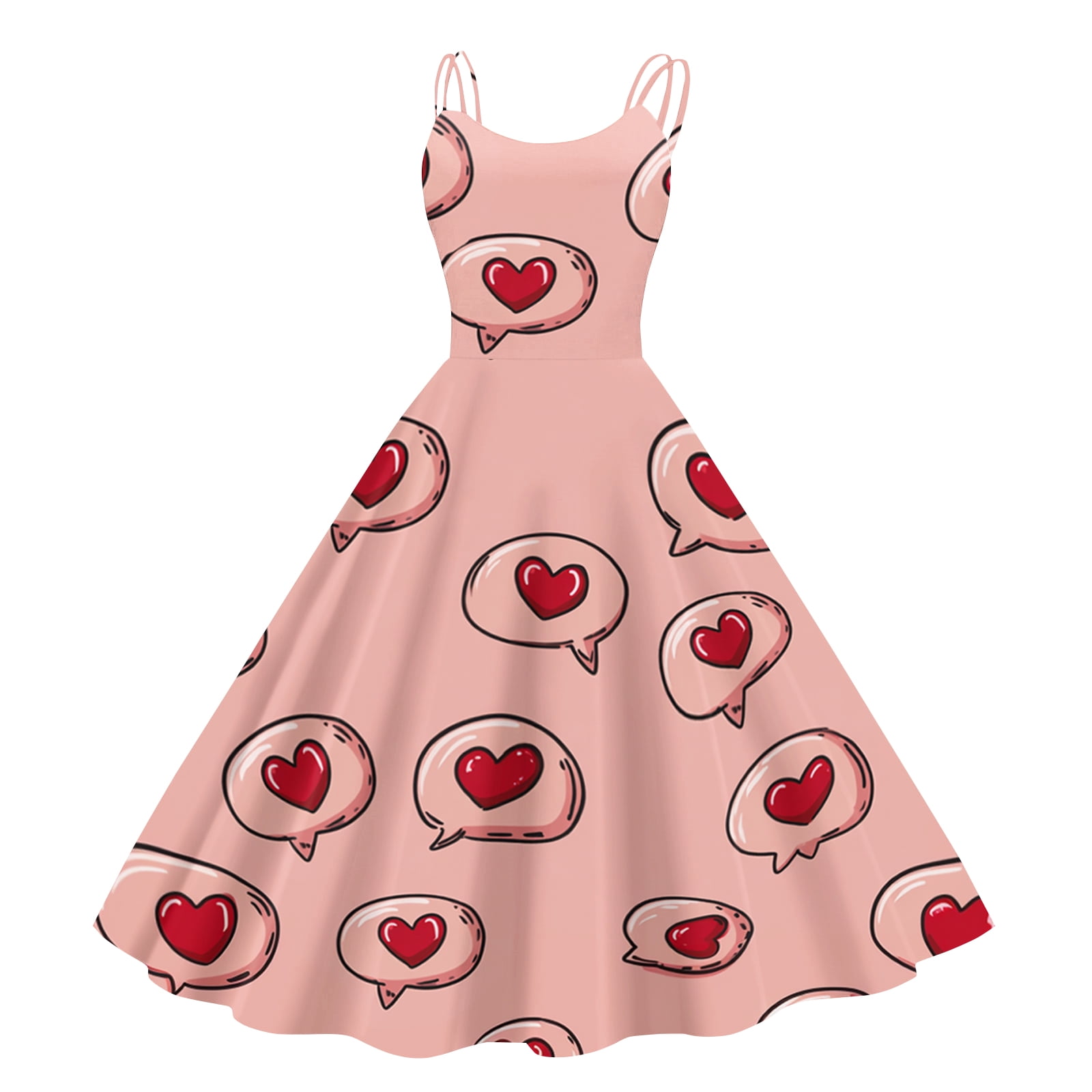 LWavelet 2026 Valentine's Cute Core Spaghetti Strap Dress, Heart Print ...