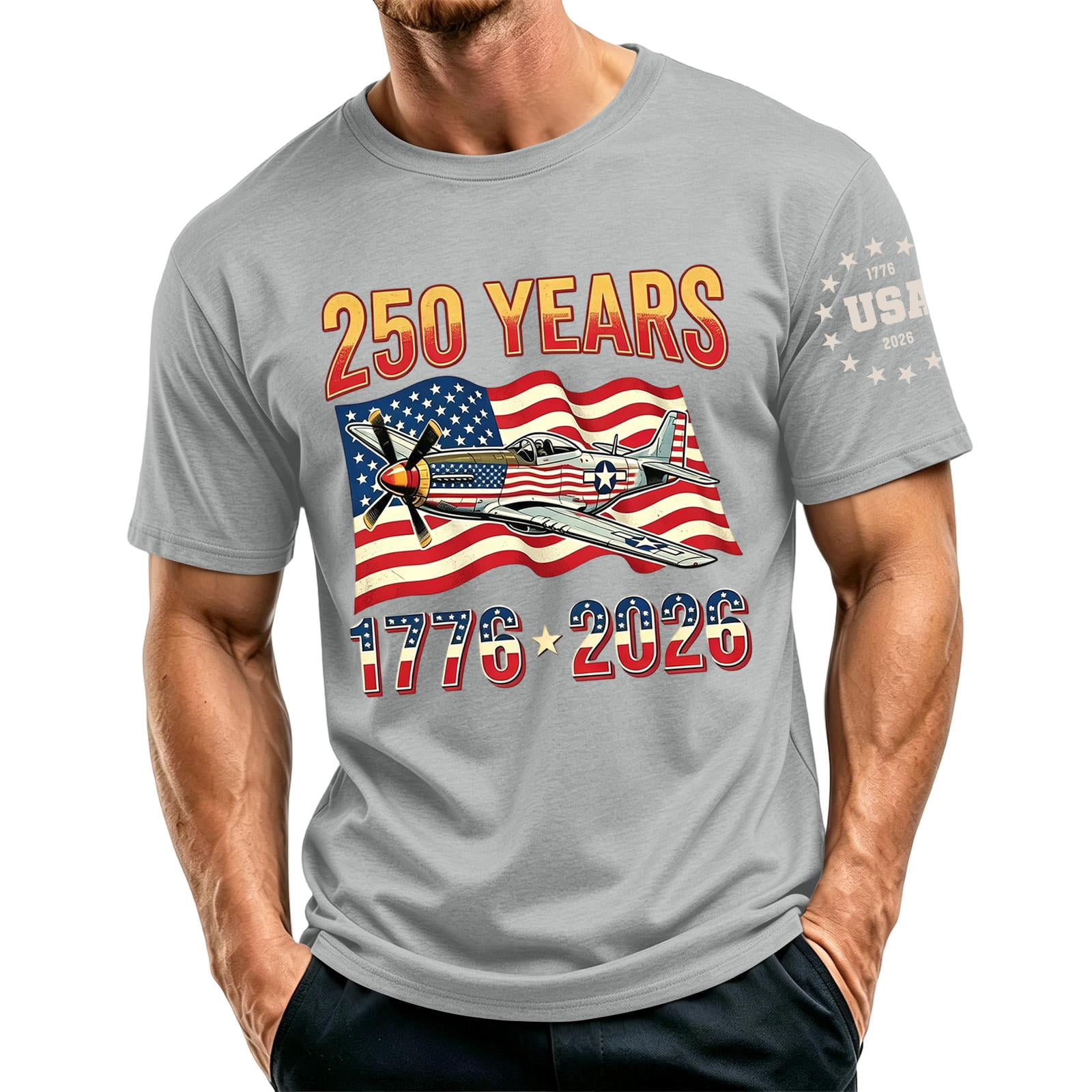 LWavelet Men's American USA Flag Patriotic T Shirt Crewneck Casual Mens ...